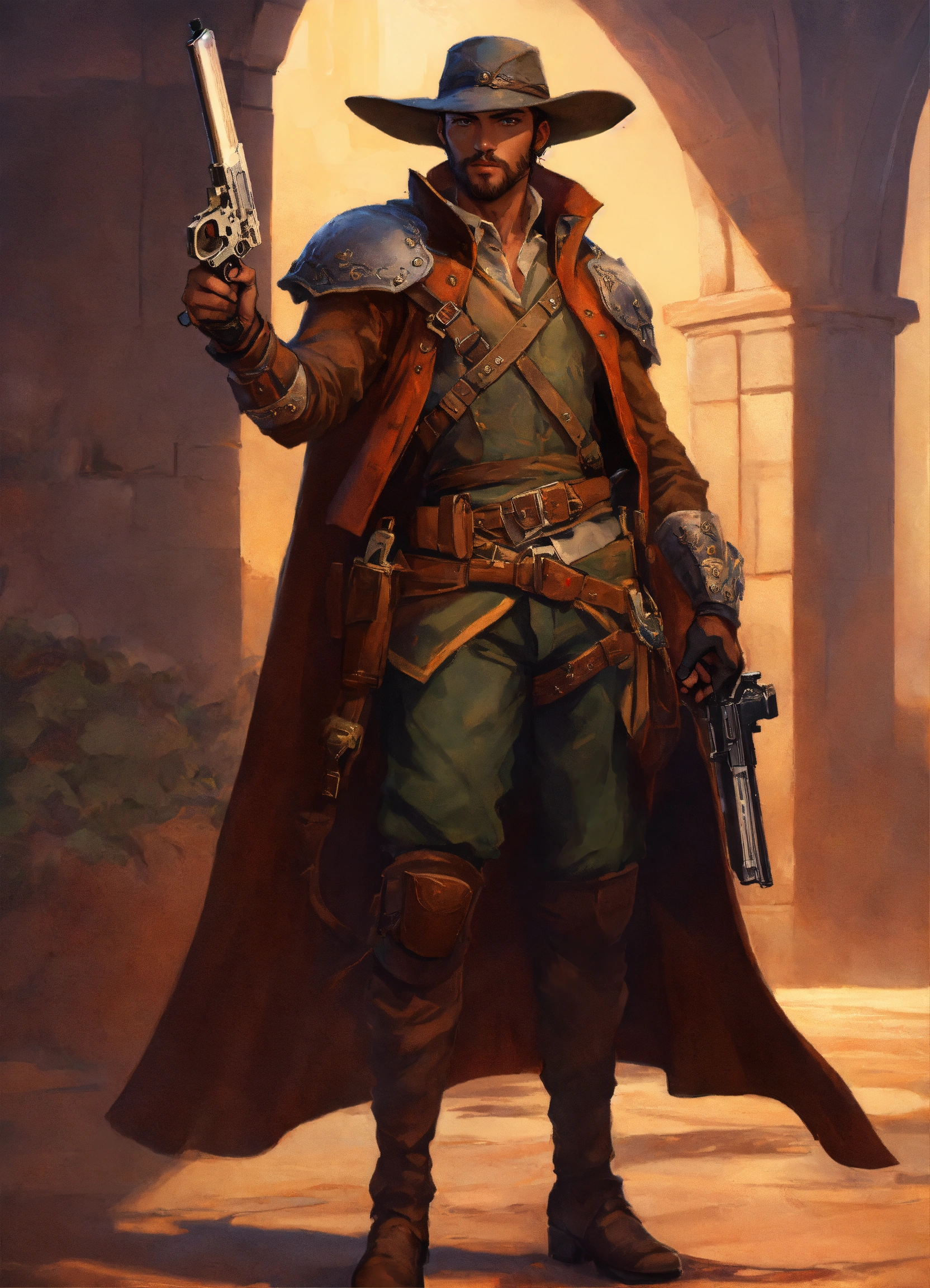 Lexica - Male human bounty hunter, with a dueling pistol in his right ...