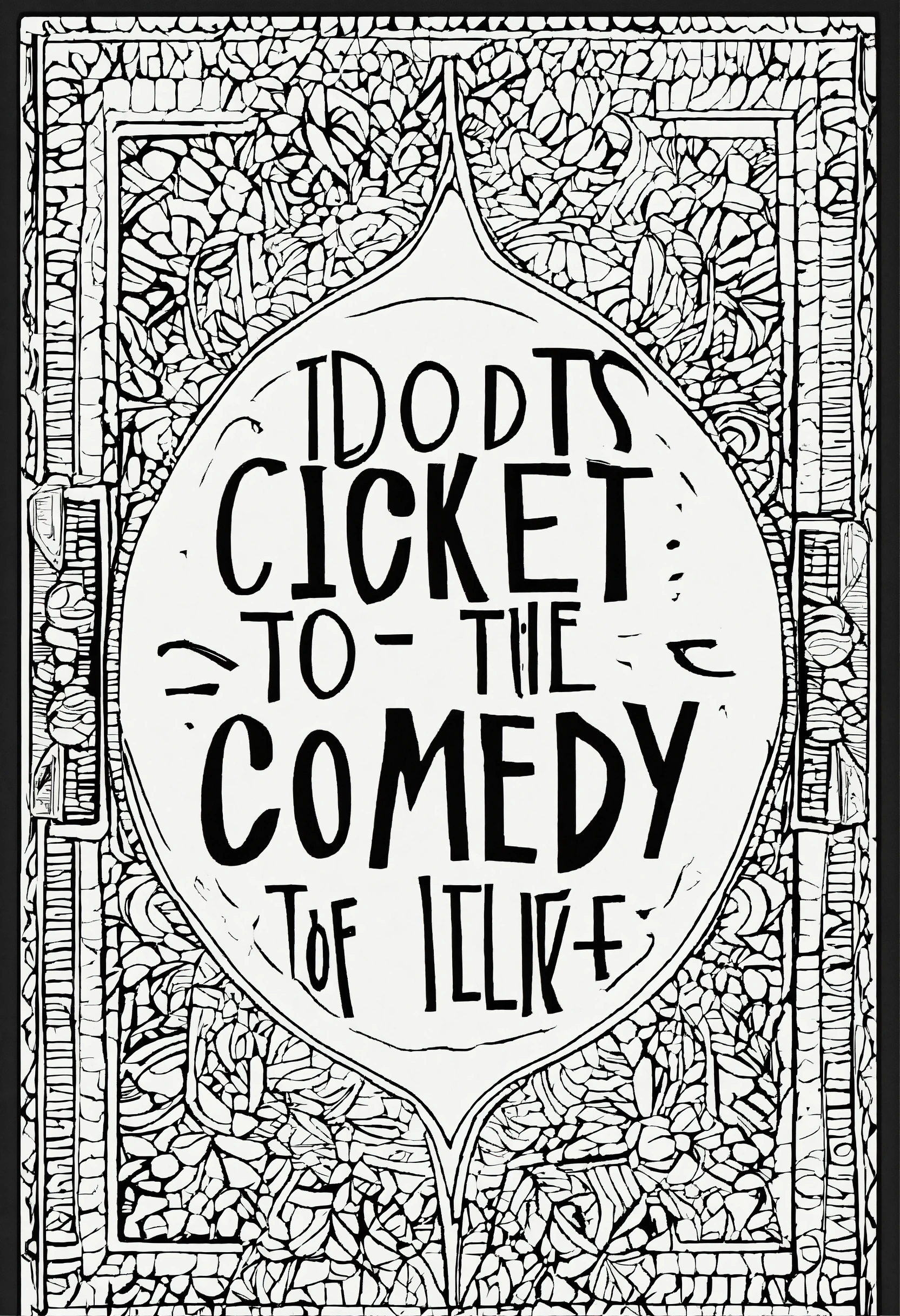 Lexica - Coloring page for adults, bold lines, dark lines, sign with a ...