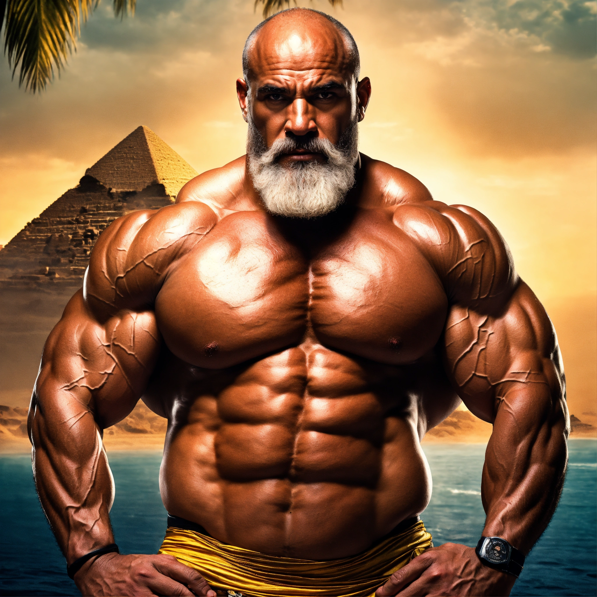 Lexica - 60-year-old hairy ancient Egyptian god with big muscles, big ...