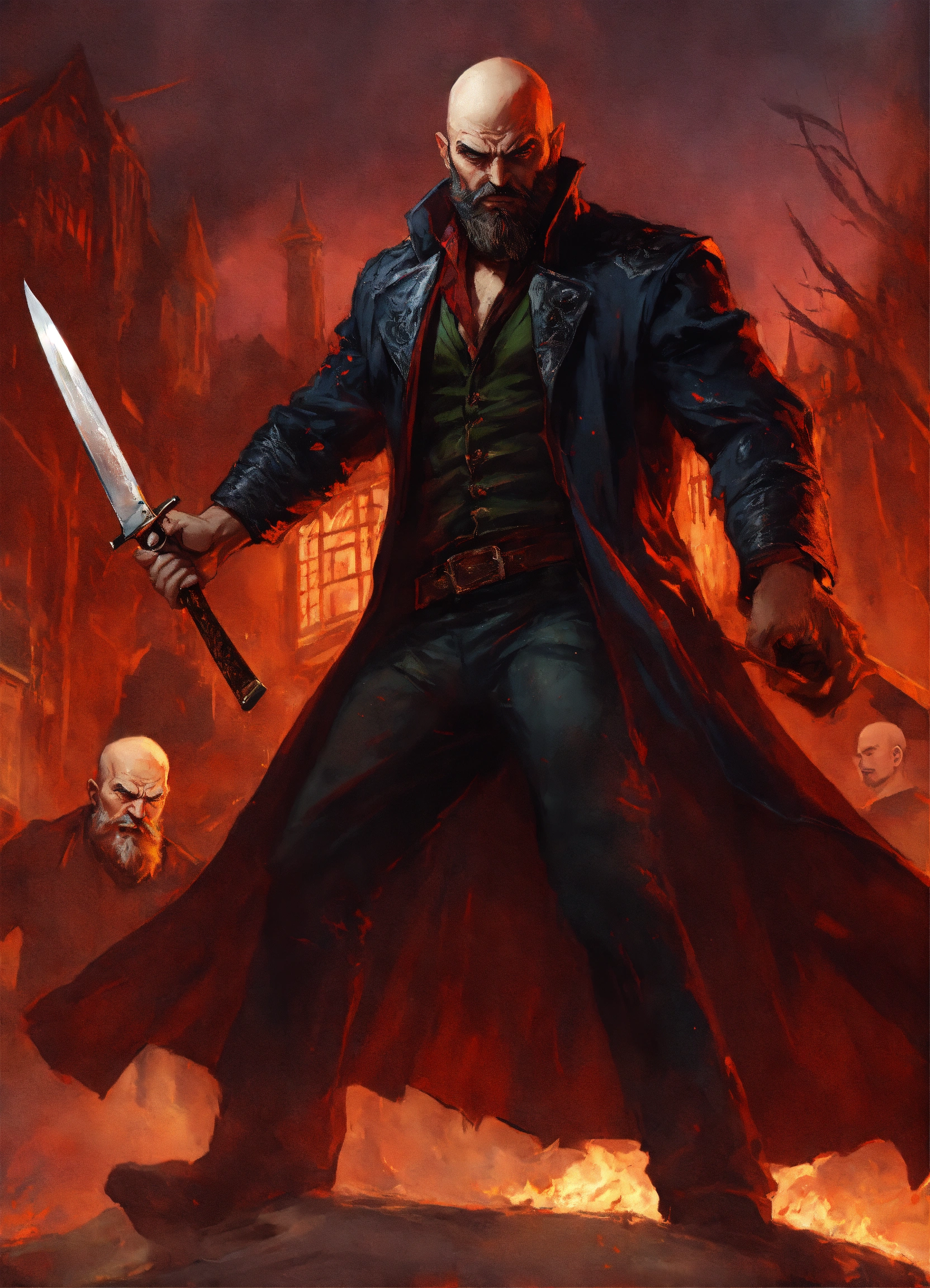 Lexica - Hulking, bald, bearded, master vampire reaching forward with ...