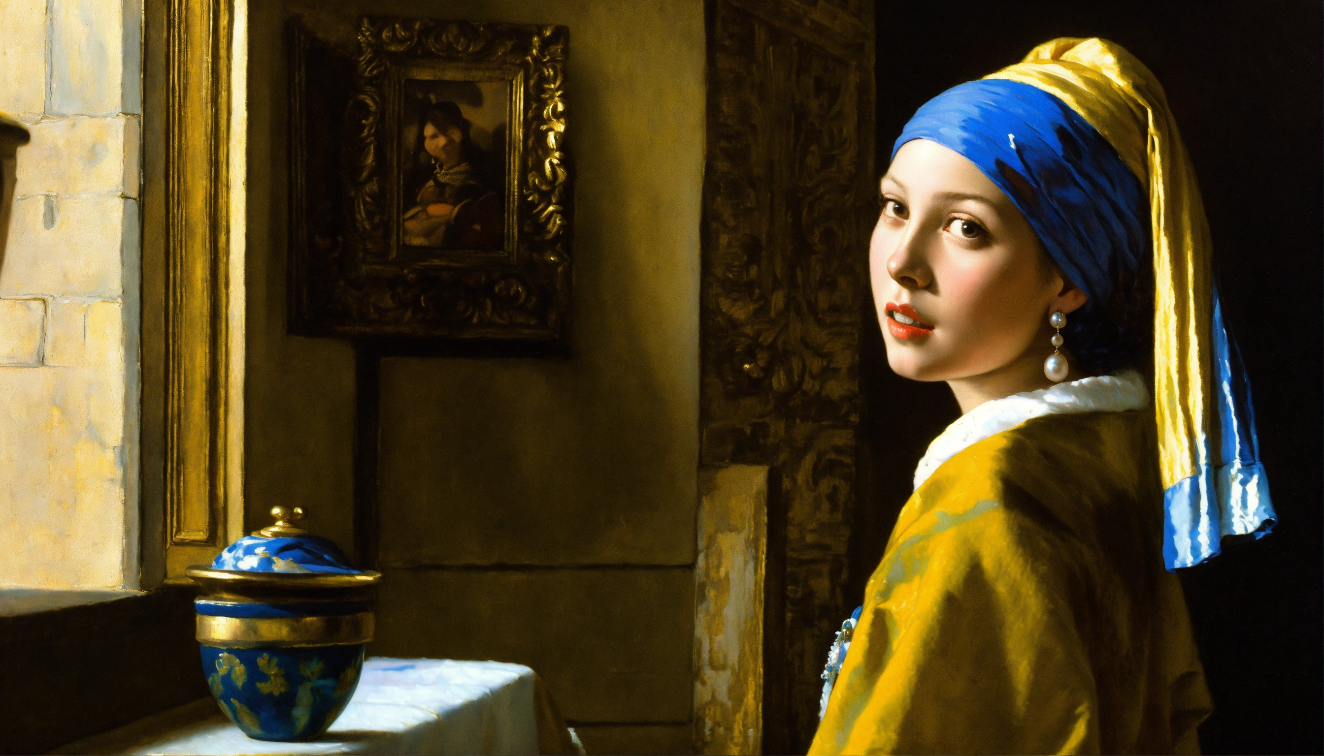 Lexica - Artist Johannes Vermeer, oil painting, the girl with pearl ...