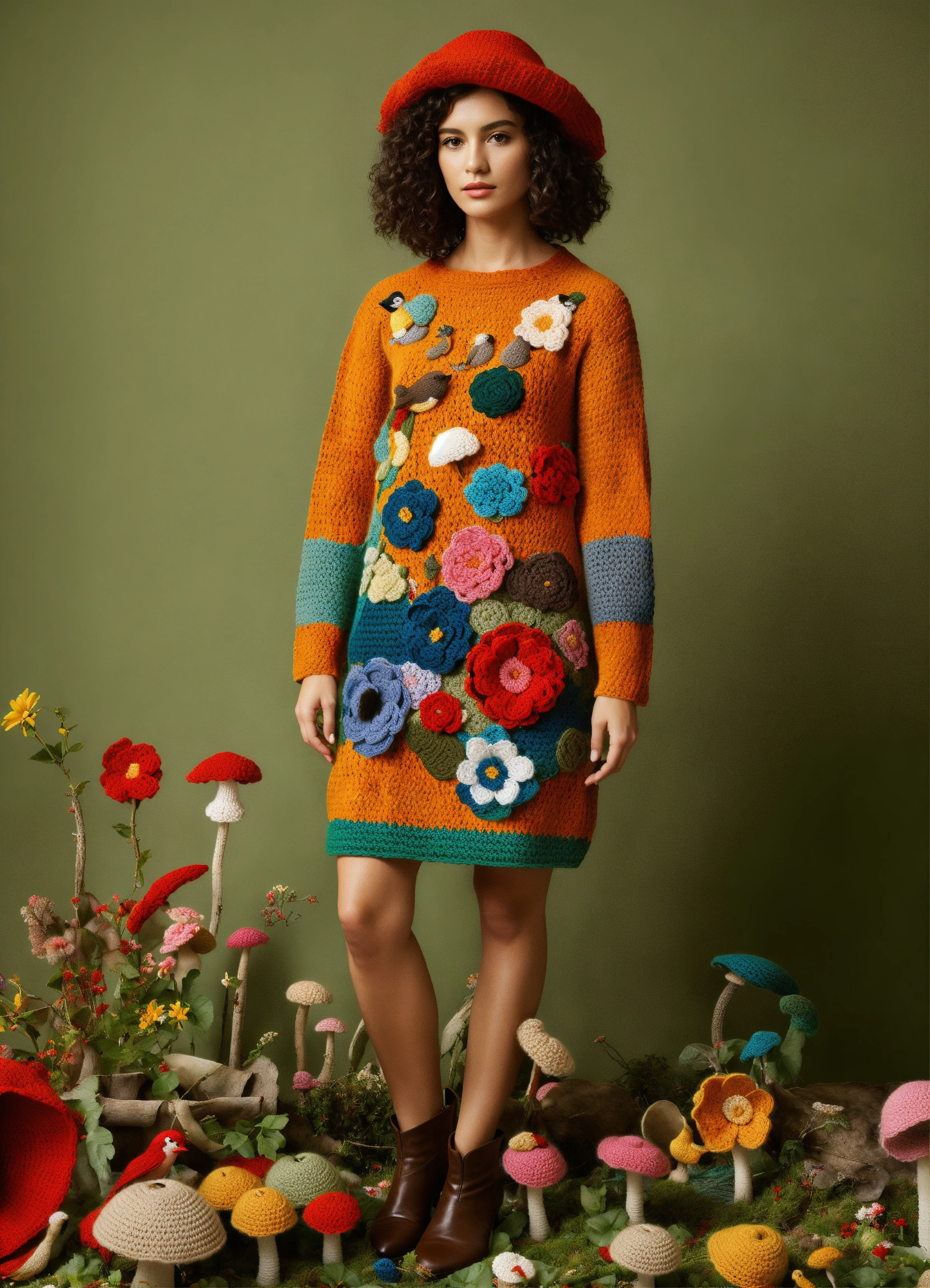Lexica - Create clothes crocheted sweater dress collection with earthy ...