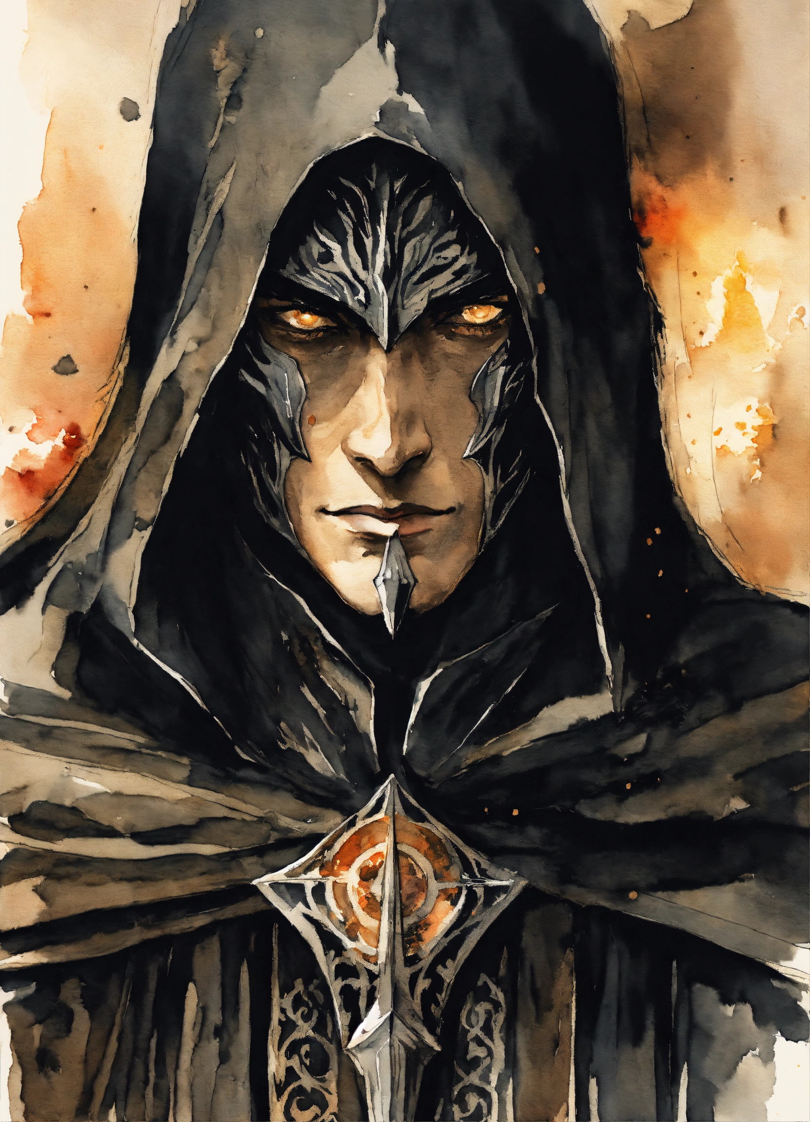 Lexica - Sauron human face from LOTR with black cloak in vagabond manga ...