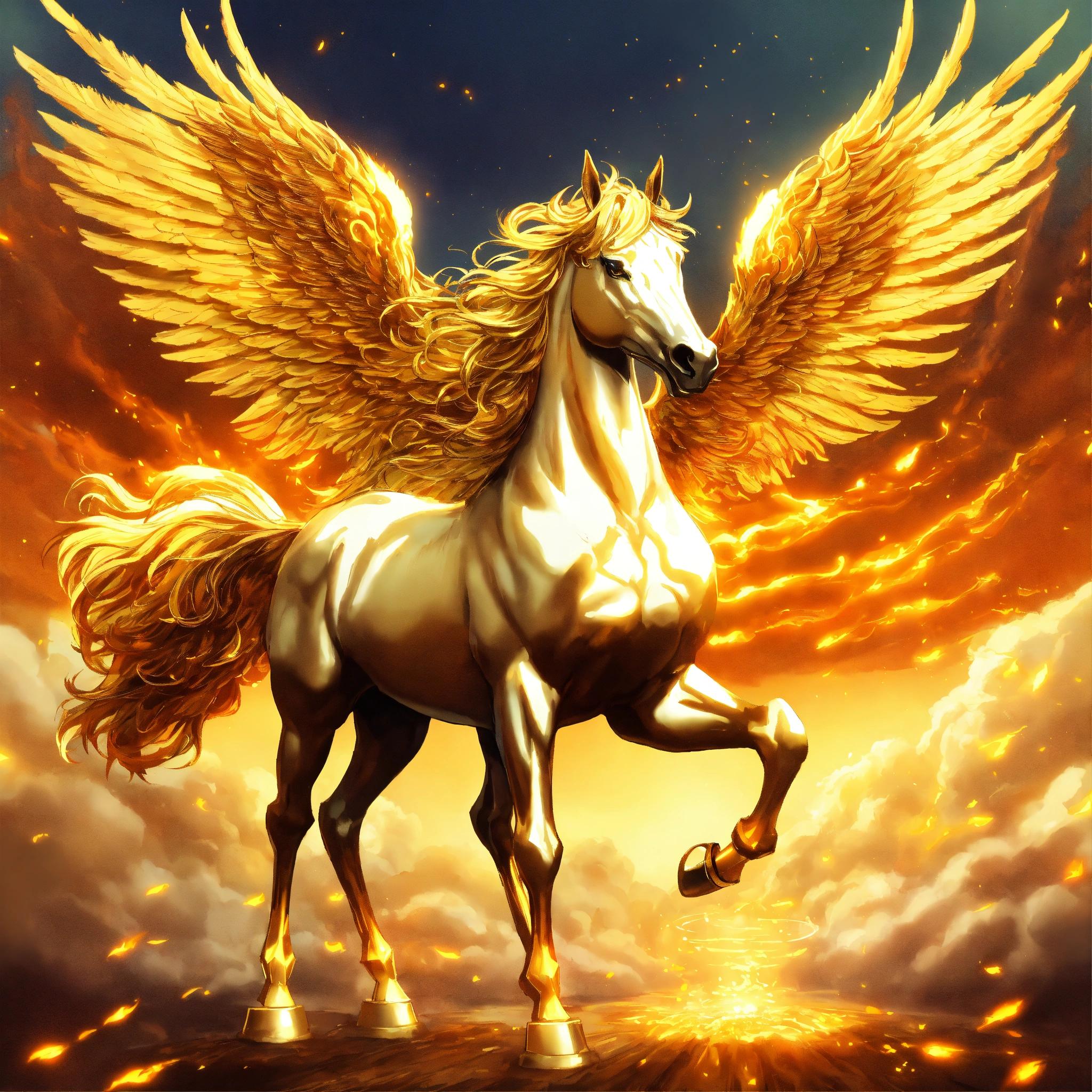 Lexica - Generate an image of a golden Pegasus in a vibrant anime style ...