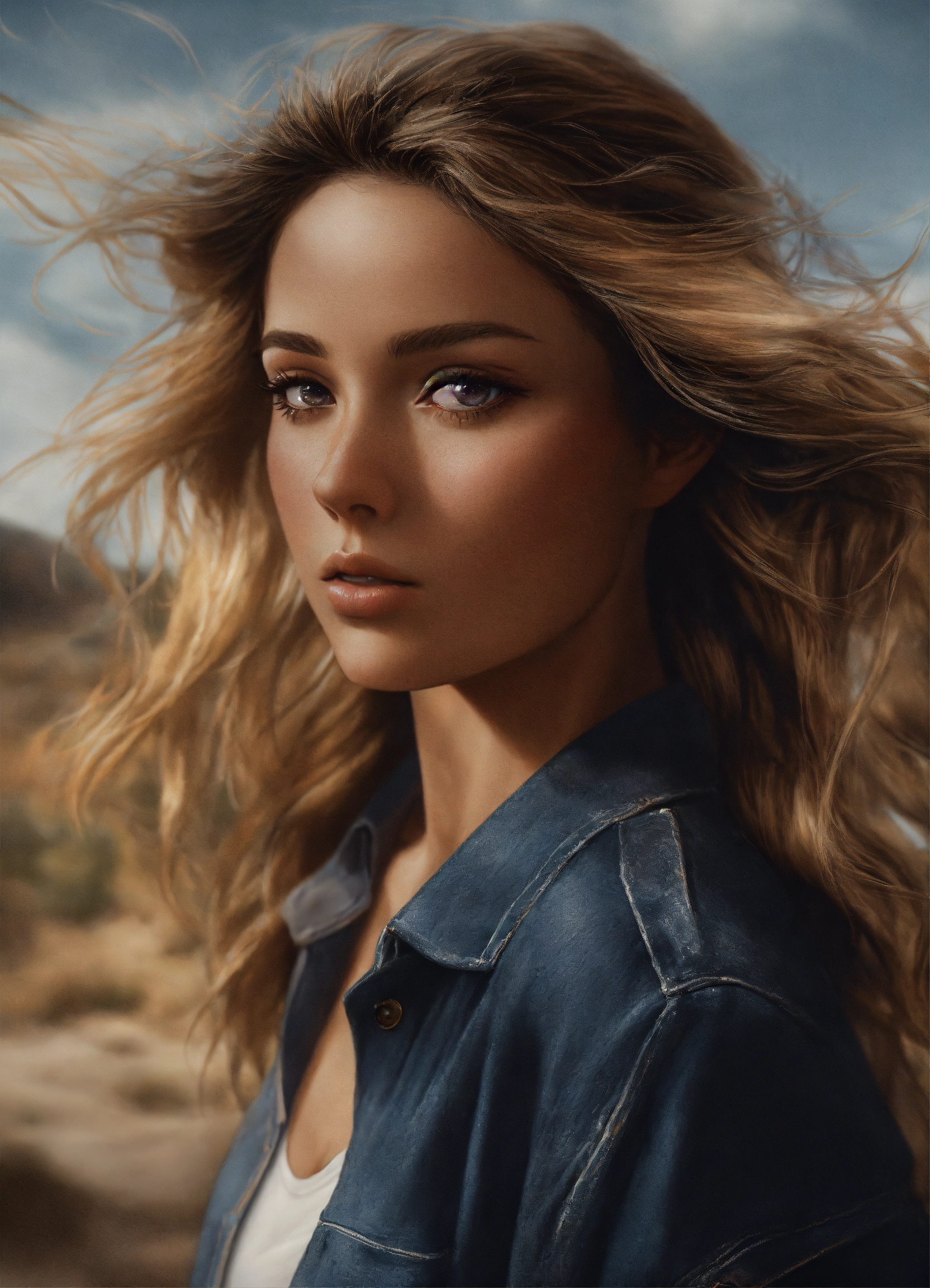 Lexica - Woman, hair on the eyes, hyper realism, poetic, romantic ...
