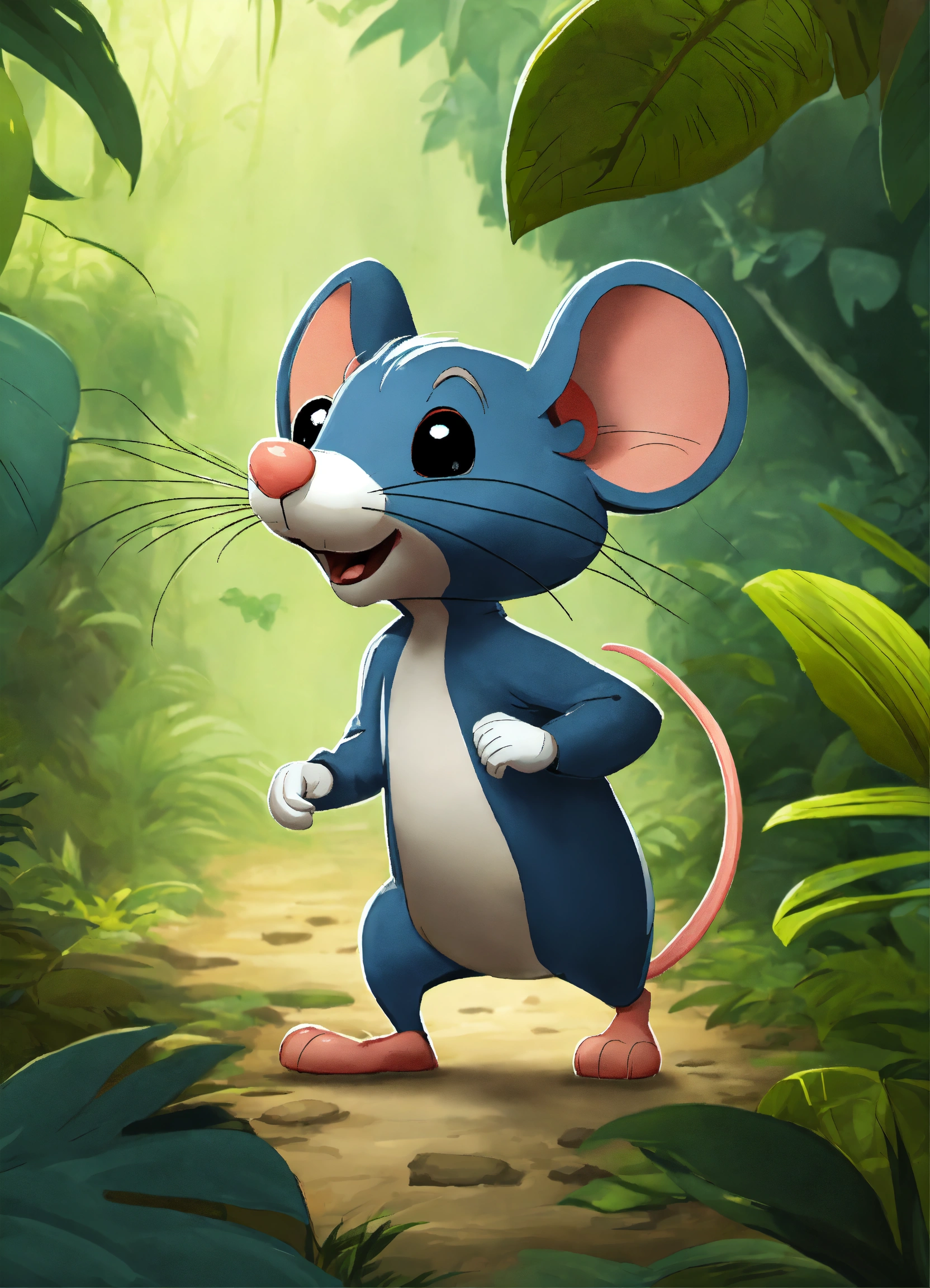 Lexica - Cartoon mouse walking in jungle