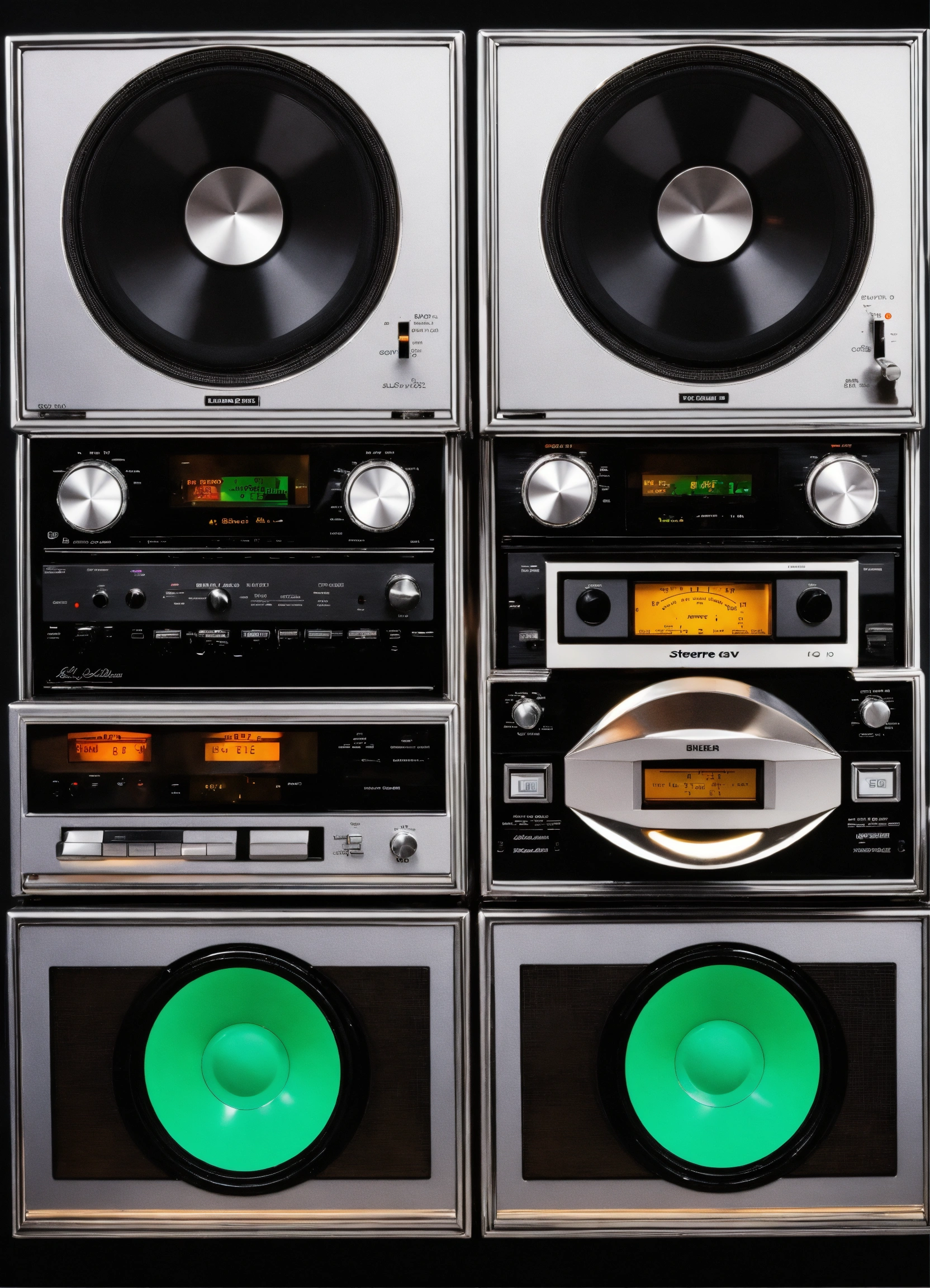 Lexica - Silver stereo system from the 80's black background