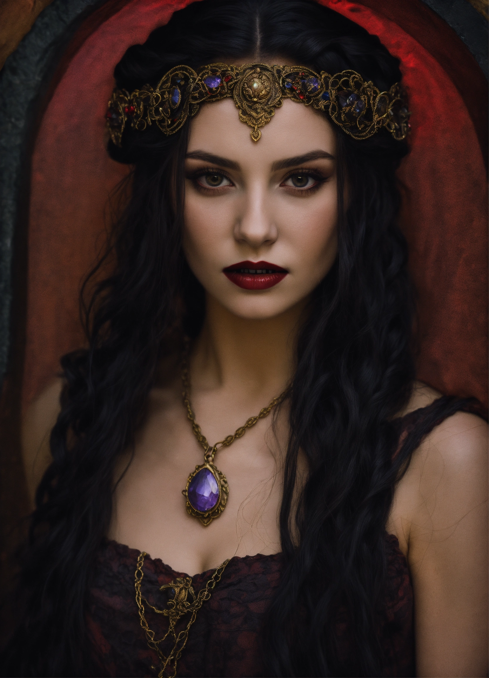 Lexica - Vampire with wavy, long black braided locks, enchanted ...