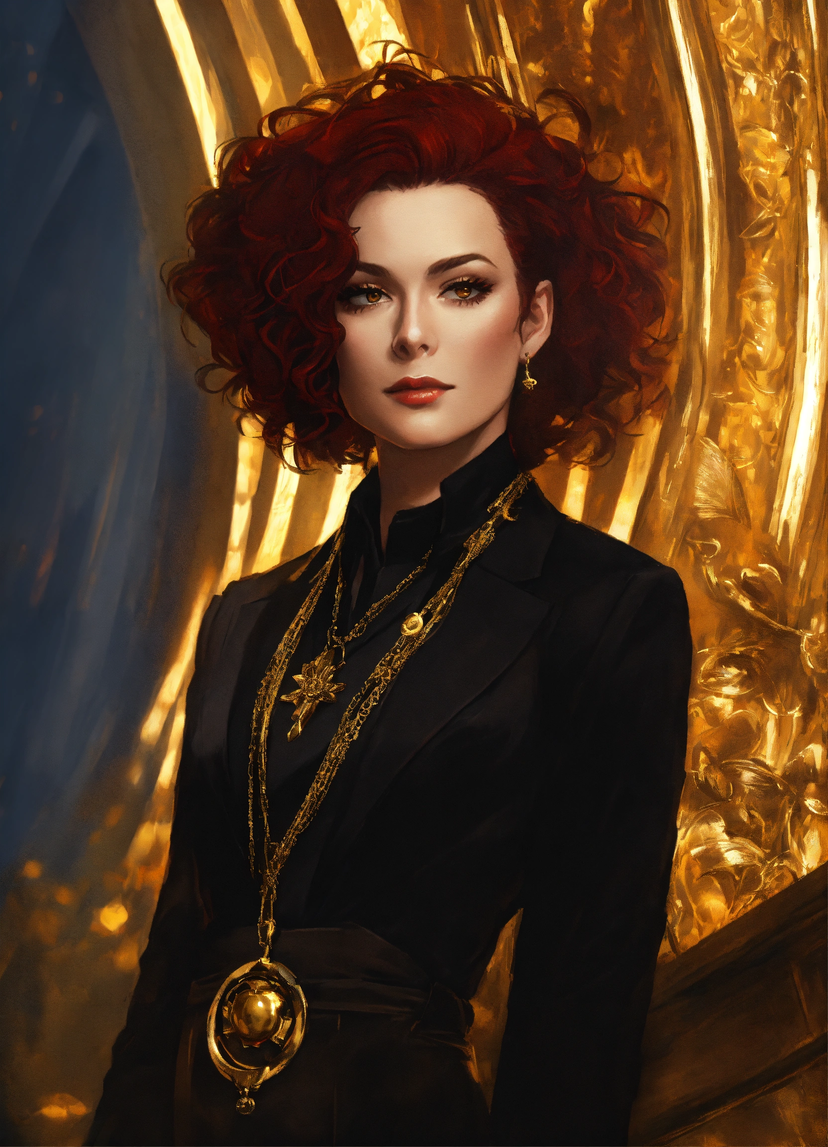 Lexica - Good omens as woman, female Crowley wearing black clothes suit ...