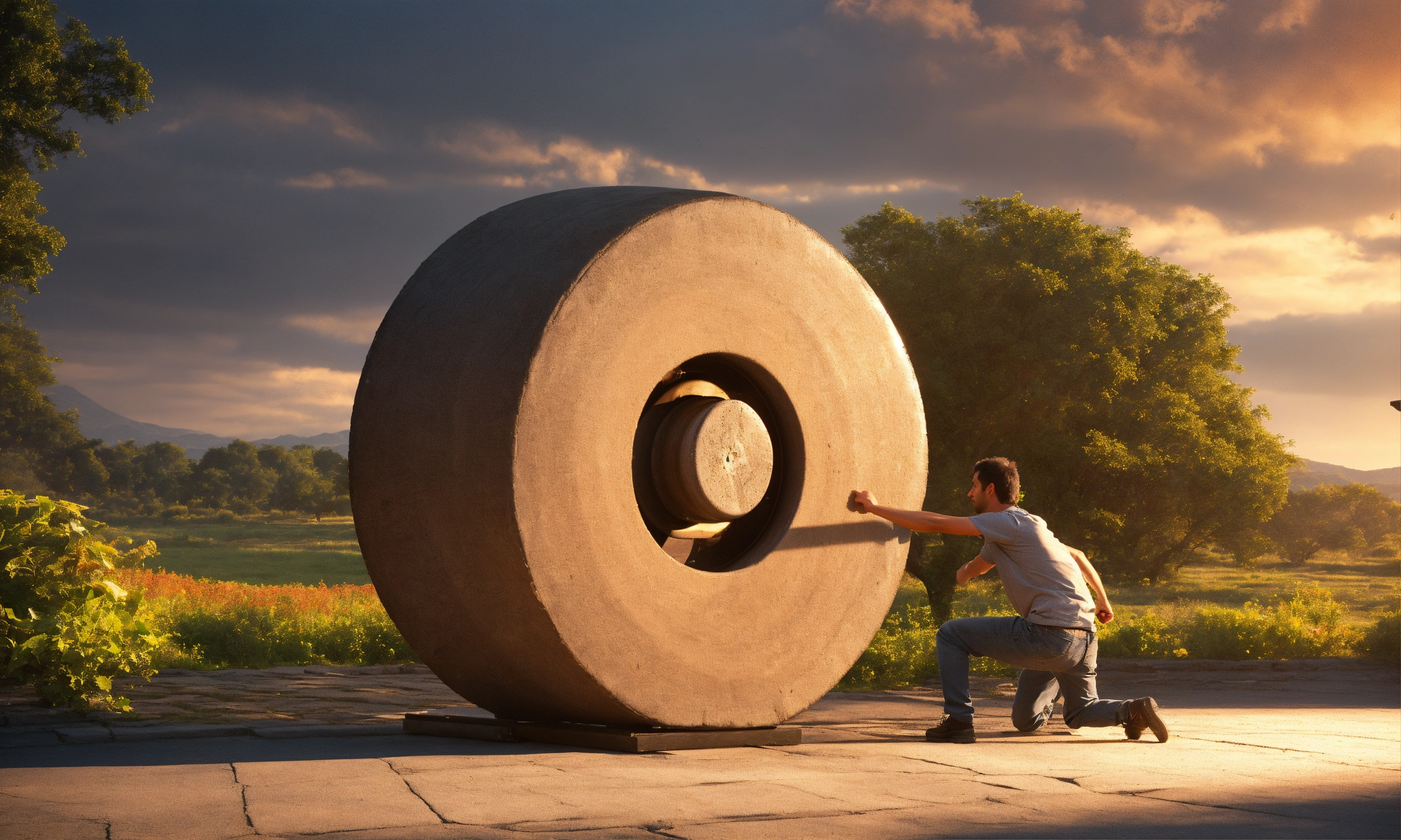 Lexica - Create an visual featuring a massive wheel, resembling a ...