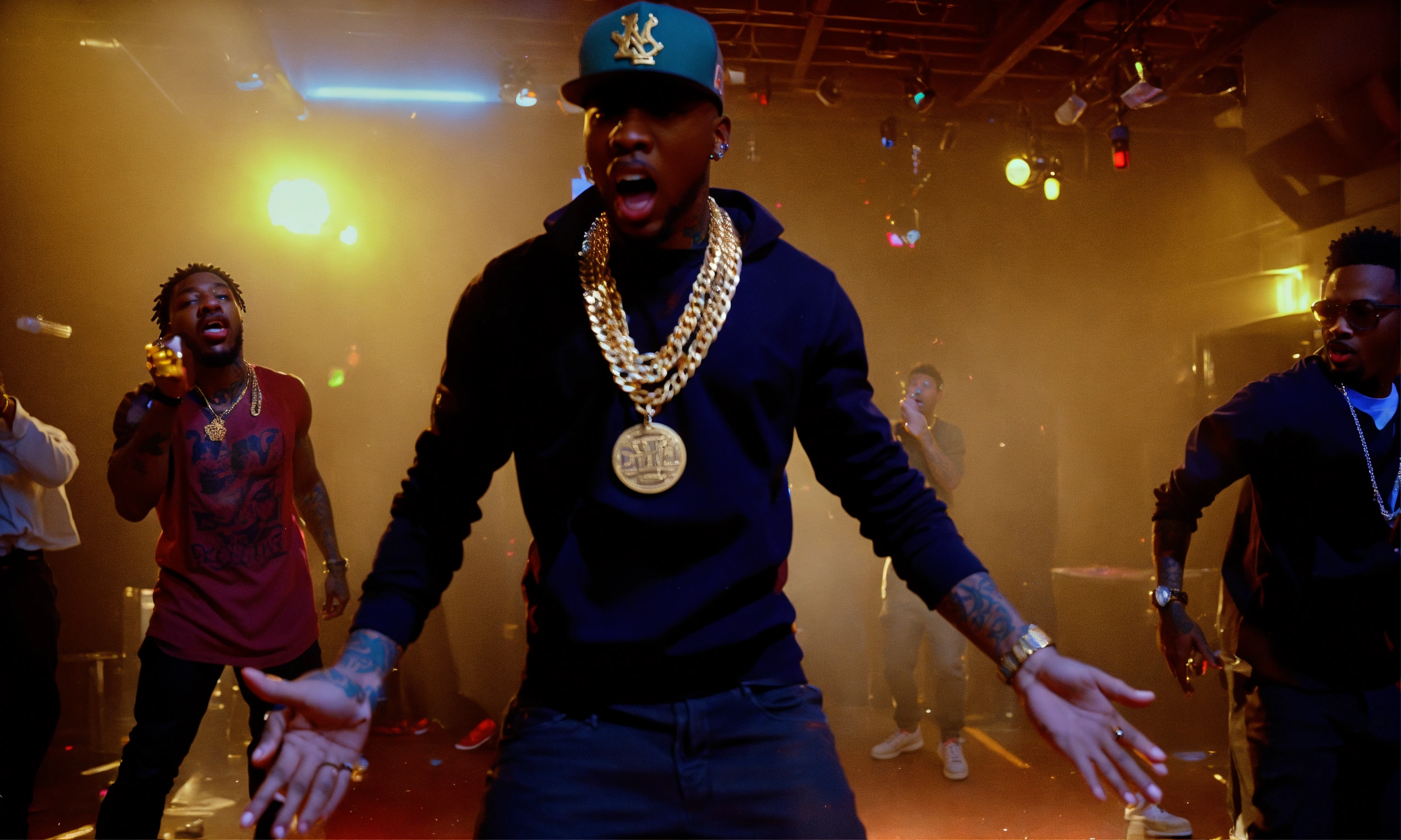 Lexica - Full body shot black battle rapper "Loaded Lux" battle rapping ...