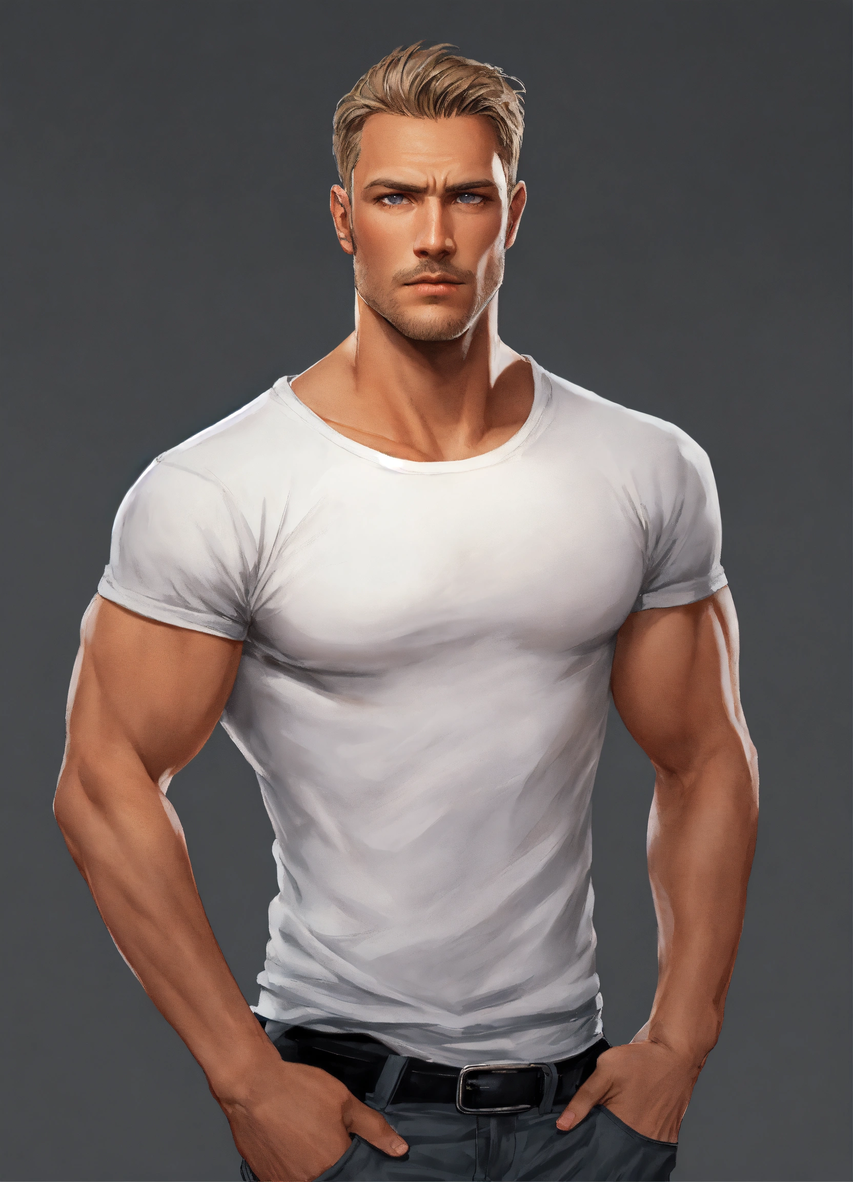 Lexica - Realistic man, waist-up, tall, broad-shouldered, 35 years ...
