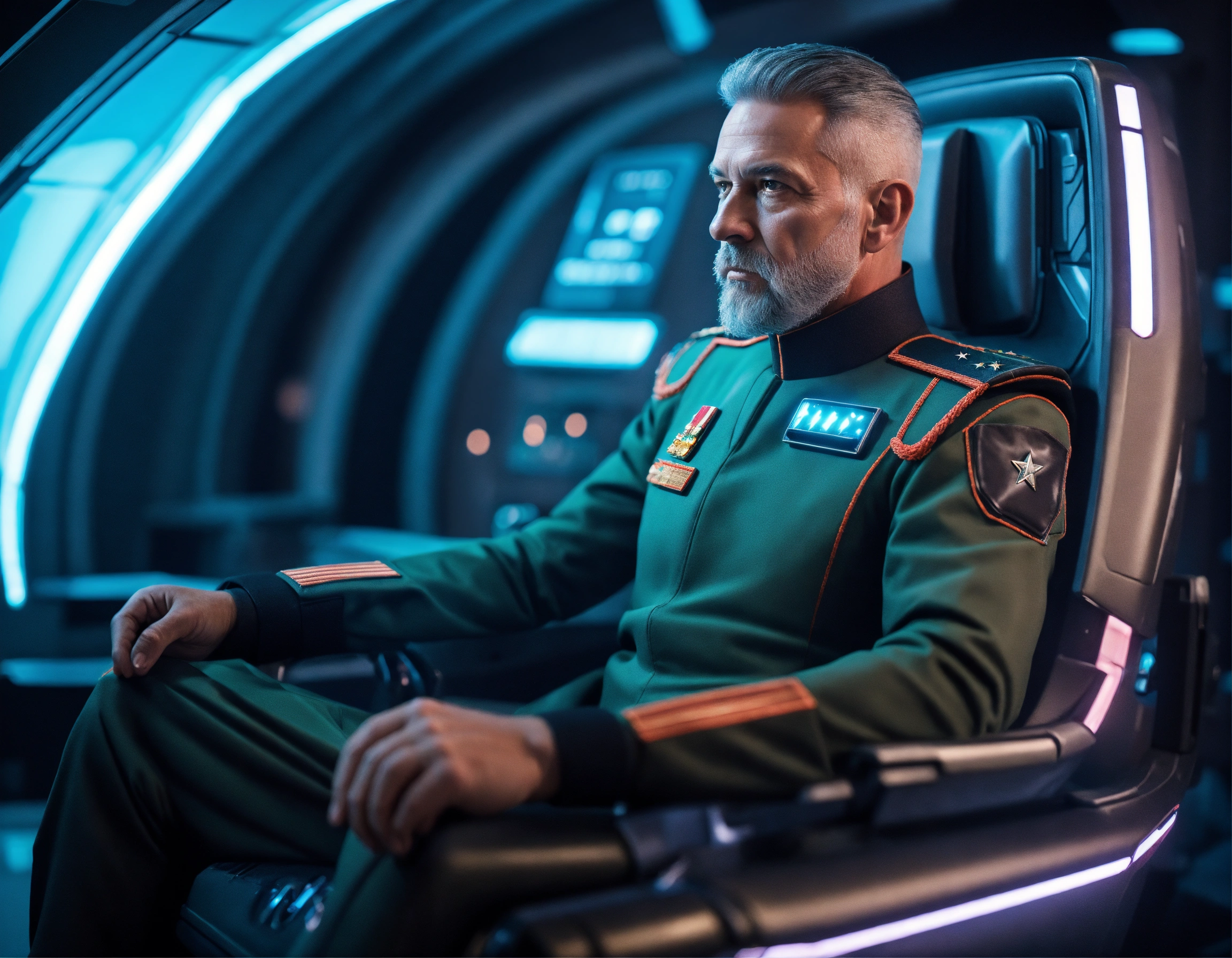 Lexica - 50 year old masculine star commander general with trim beard ...