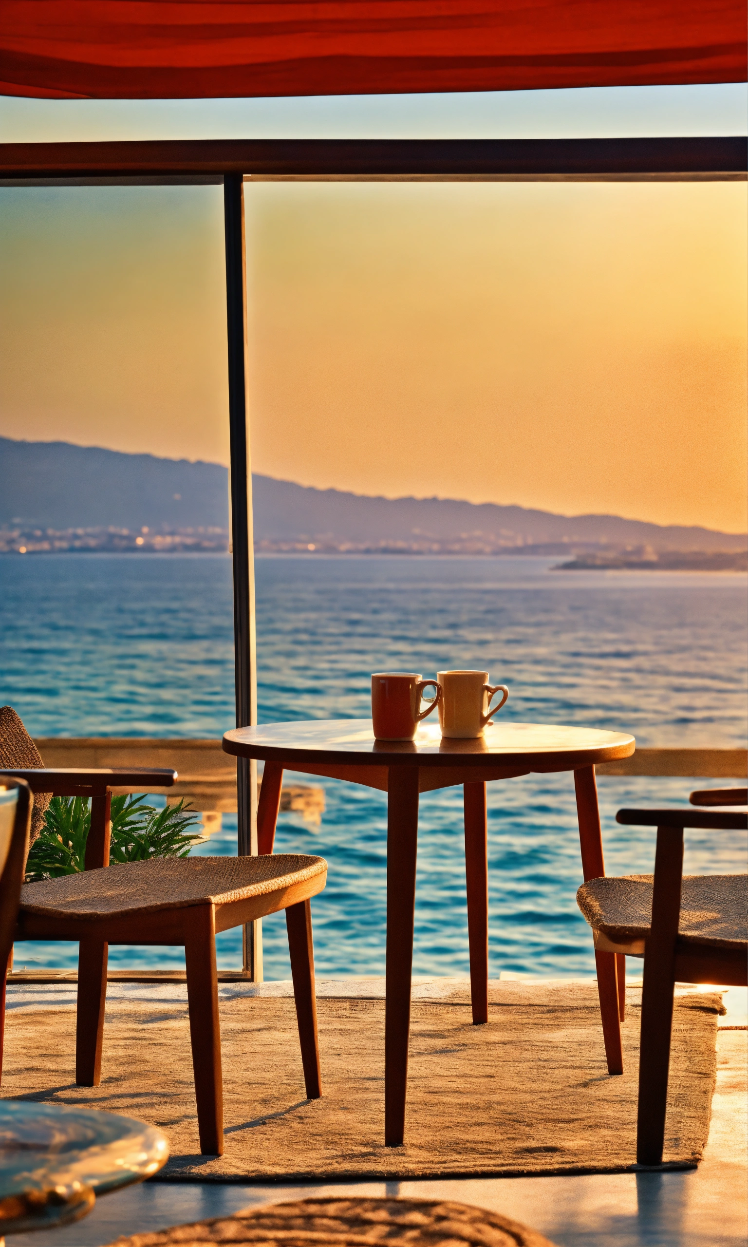 Lexica - Two cups coffee, table, seaview, cosy cafe, realistic, 4k ...