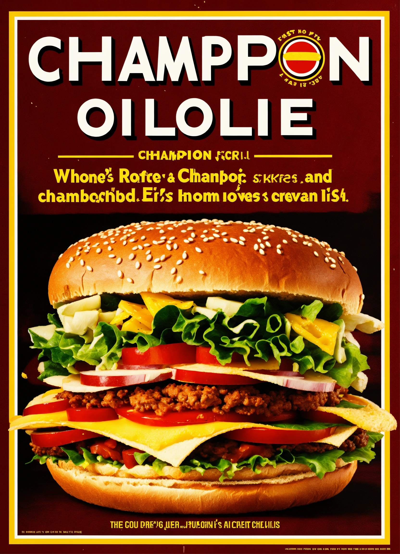 Lexica - Fast food sub sandwich advertisement poster for "Champion's"