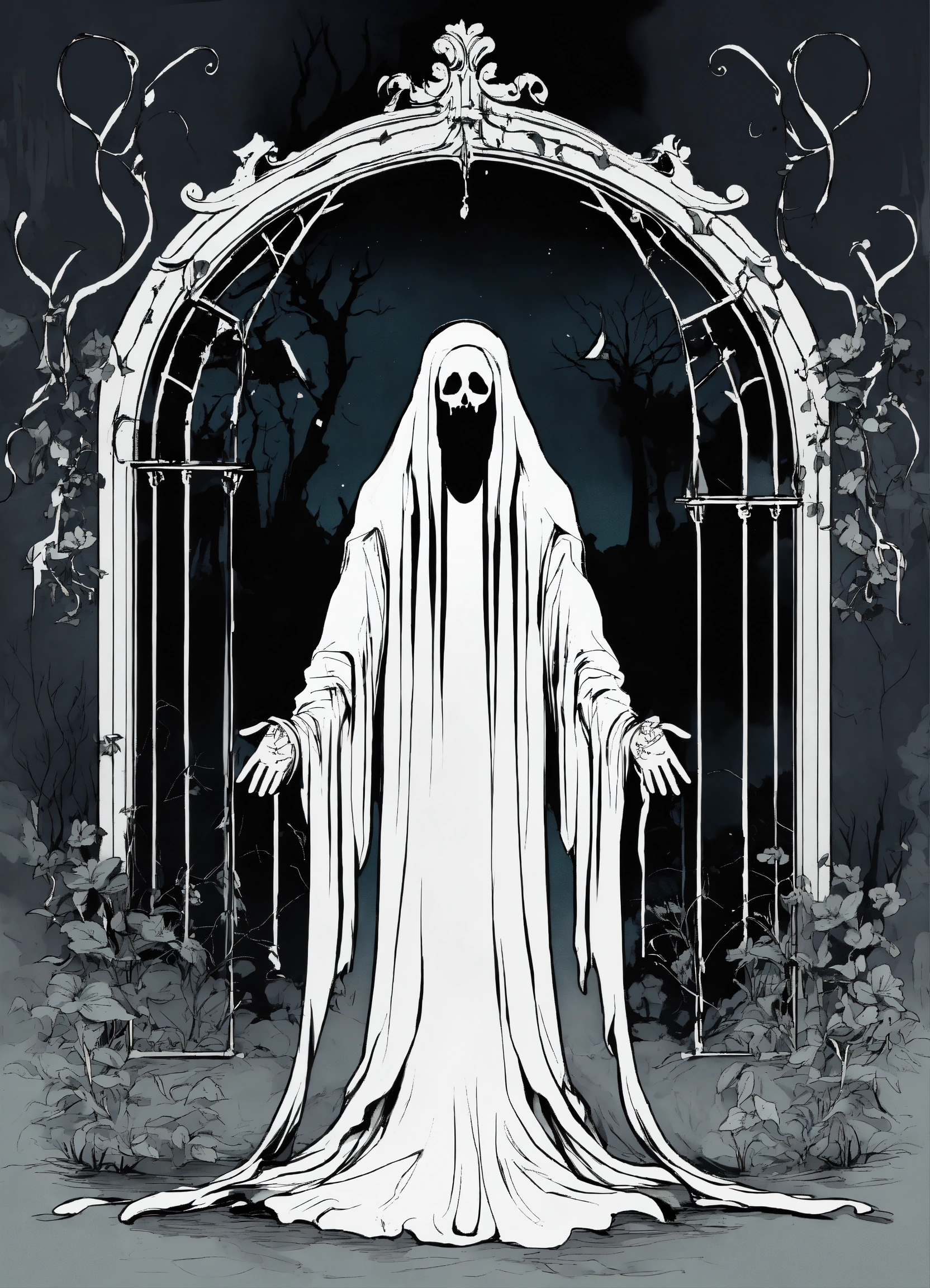 Lexica - Create a spooky ghost design for a Halloween-themed T-shirt ...