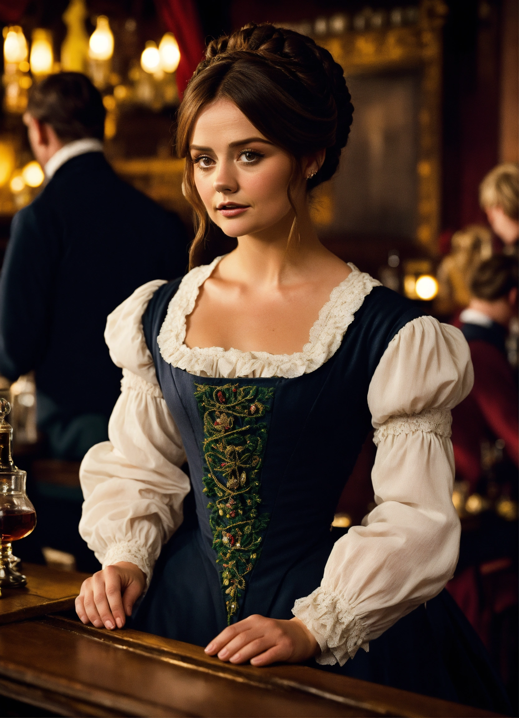 Lexica - "Jenna Coleman as victorian barmaid", big hair, dramatic ...