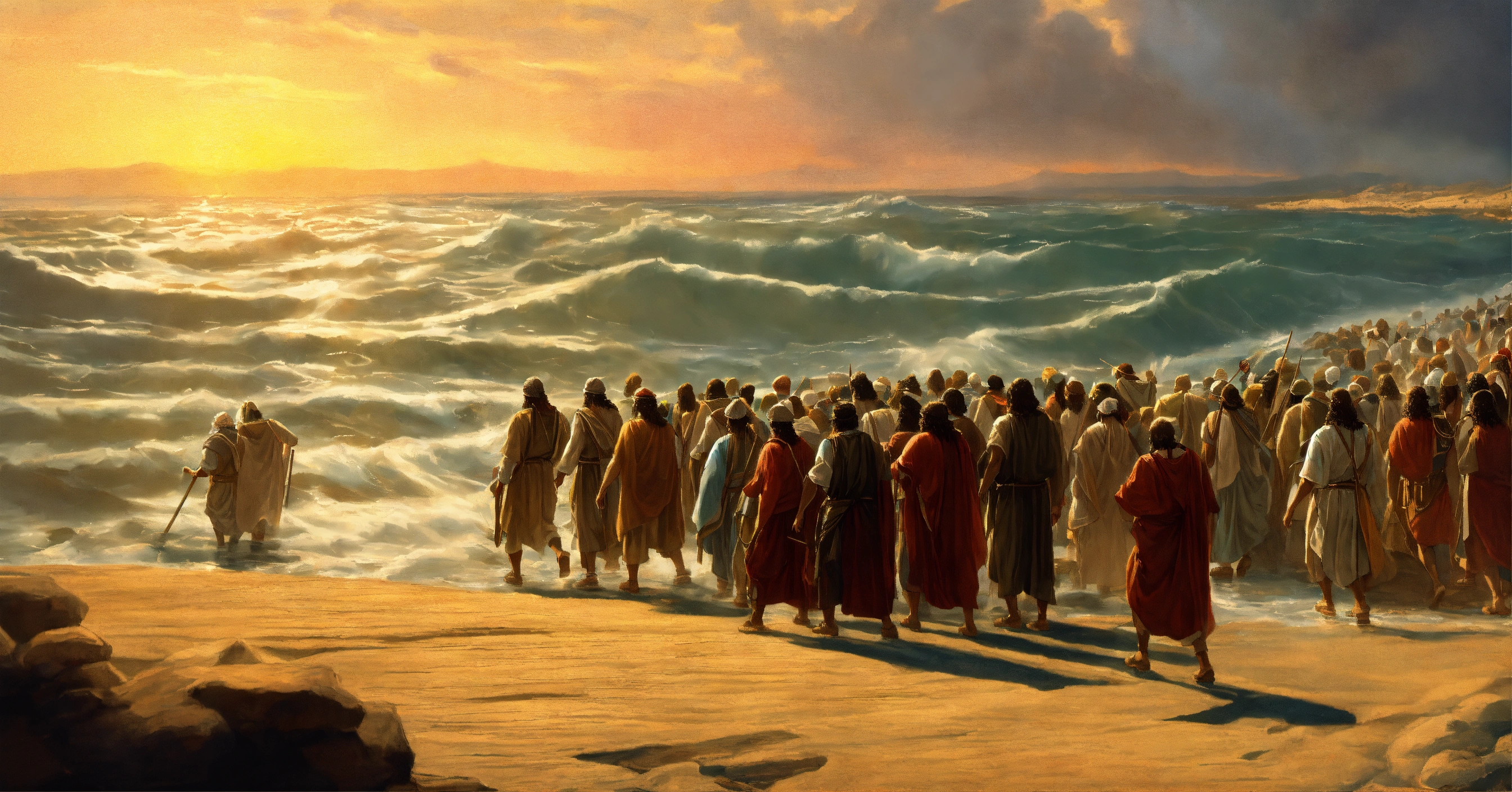 Lexica - Moses and the Israelites crossing the floor bed of read sea ...