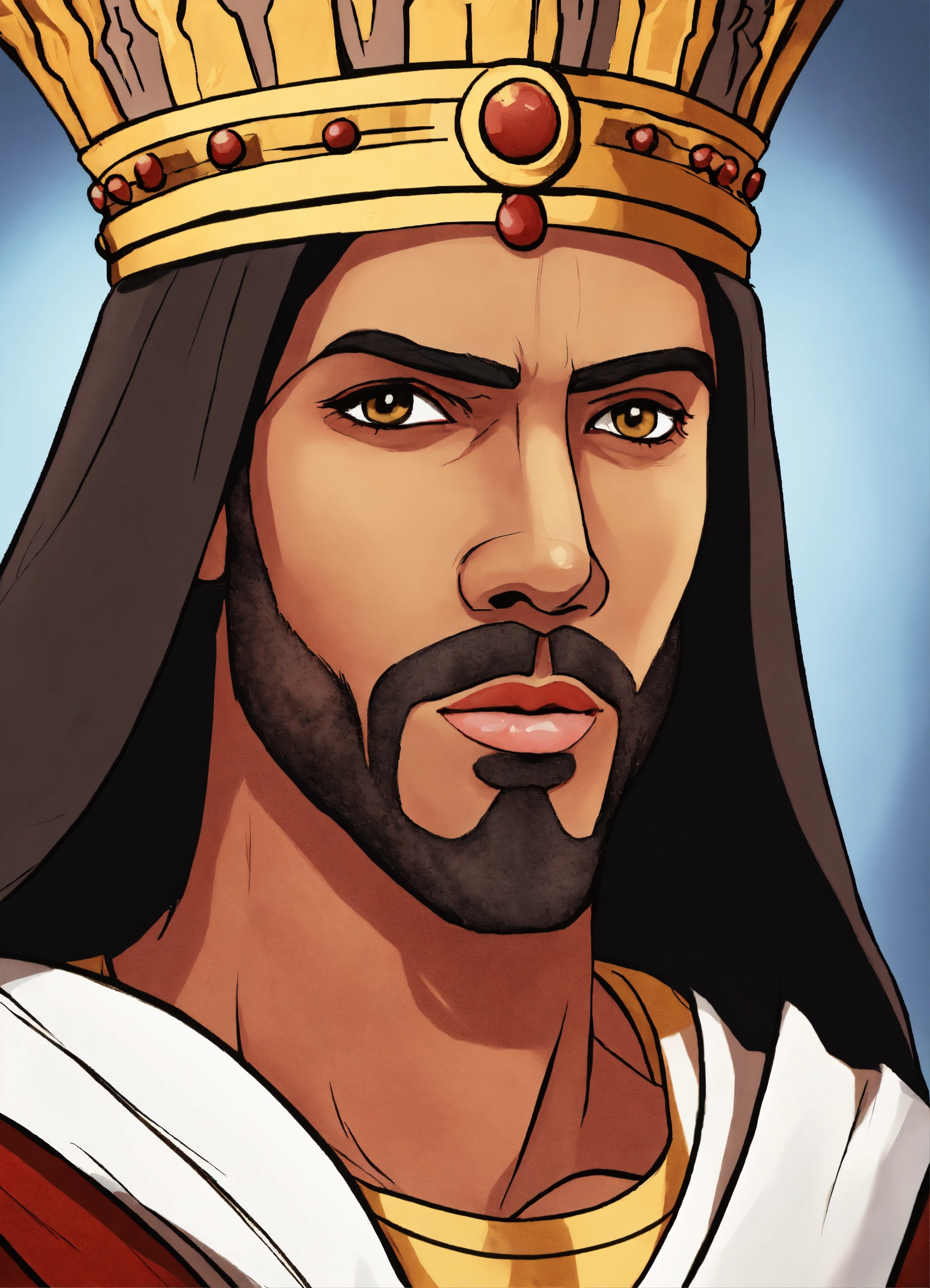 Lexica - 25 year old King ishbosheth from the bible, 2d cartoon, face ...
