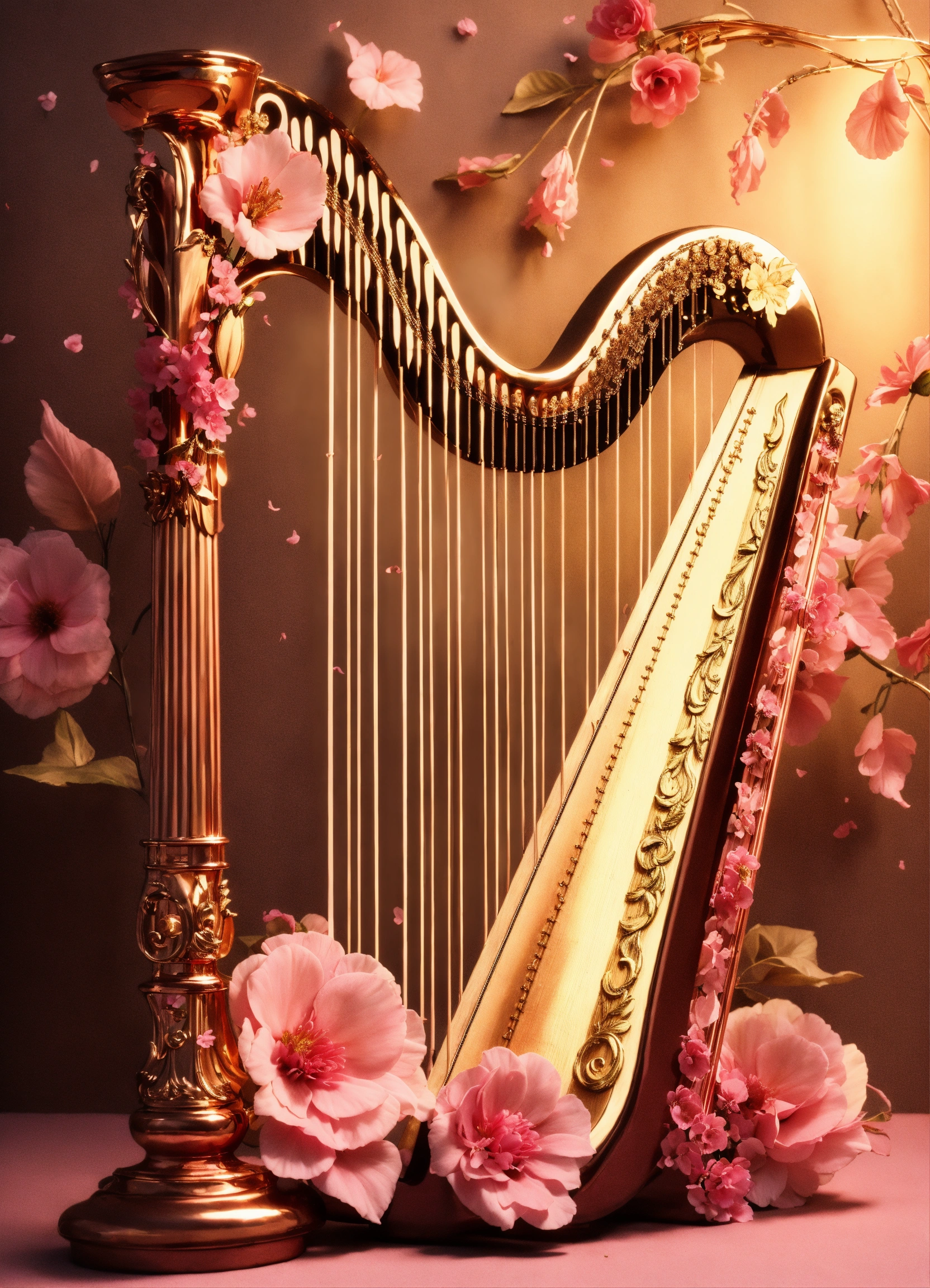 Lexica - VINTAGE harp decorated all around with three-dimensional ...