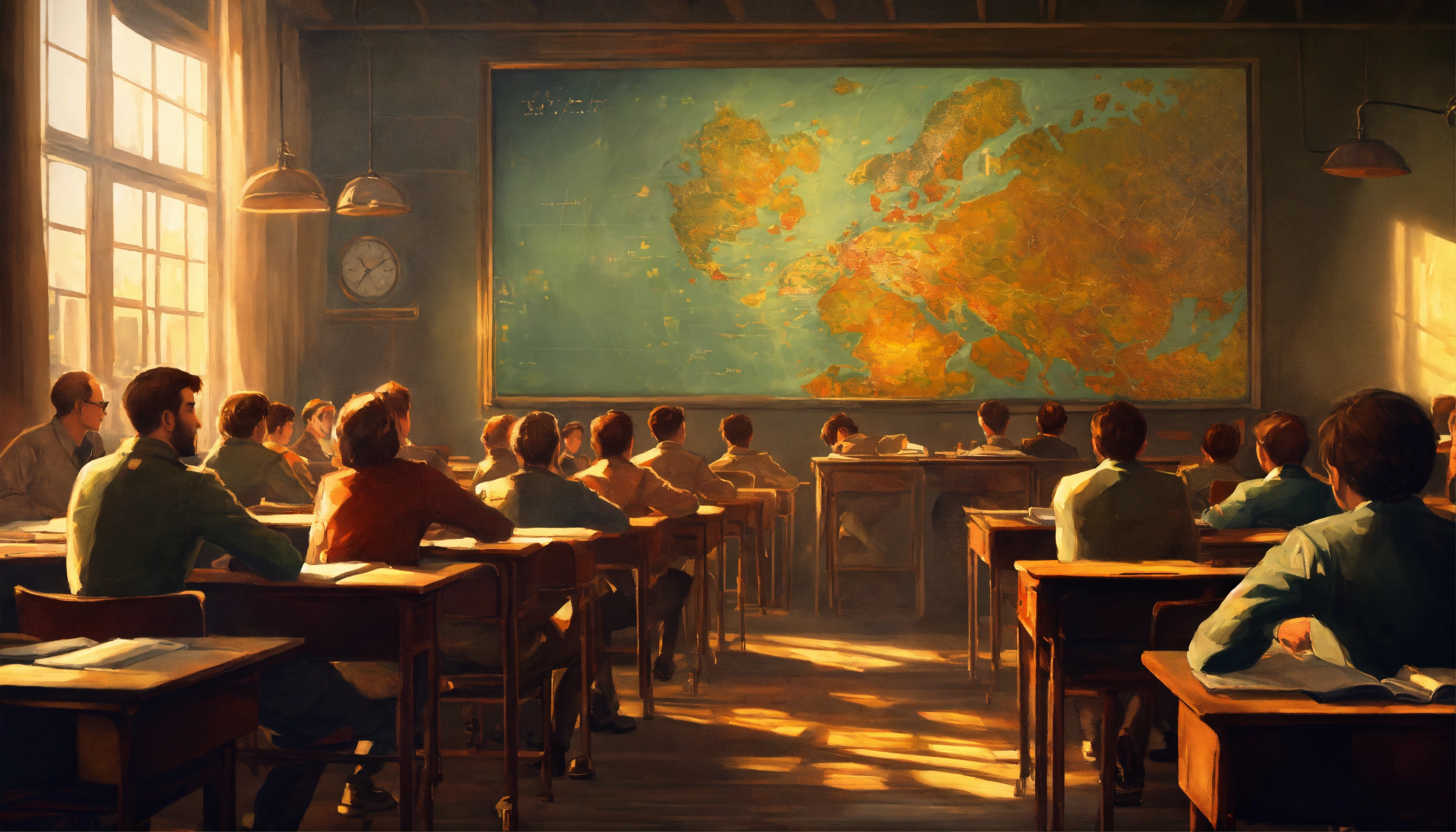 Lexica - Students sitting in a USSR classroom, stunning 8k matte oil ...