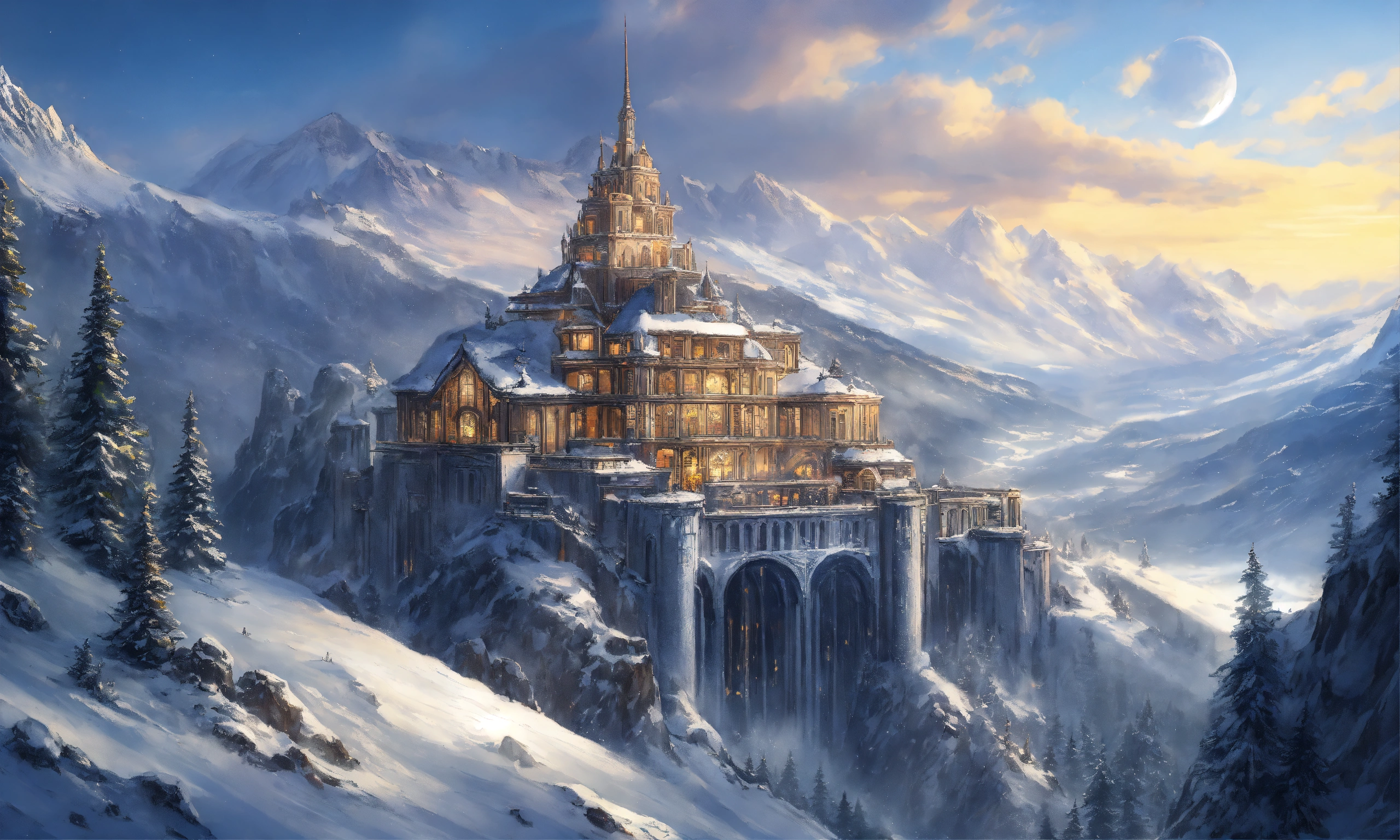 Lexica - Drawing of the full image of an elegant high elf sci fi palace ...