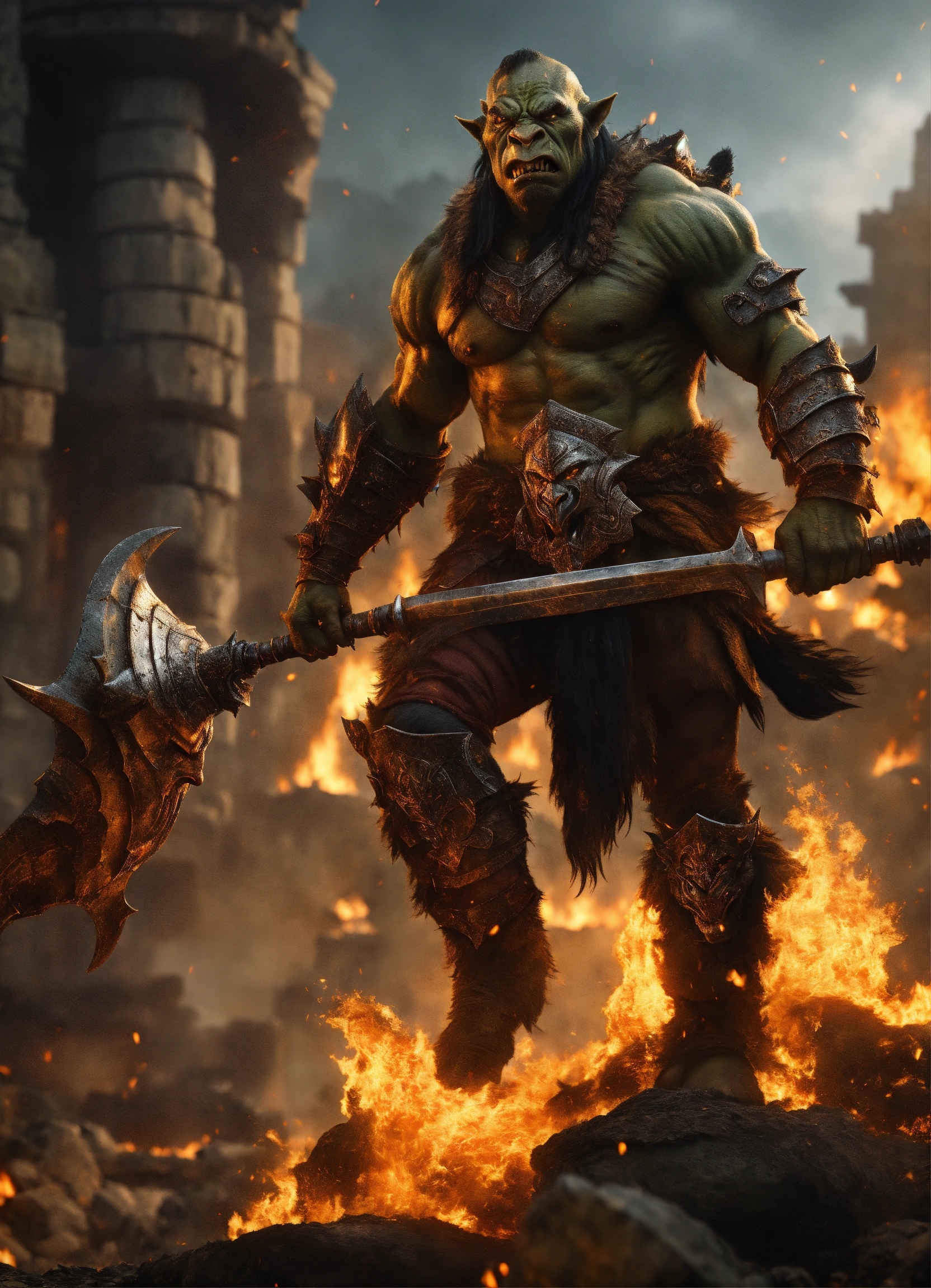 Lexica - Ultra realistic full body orc warrior riding a beast int ...