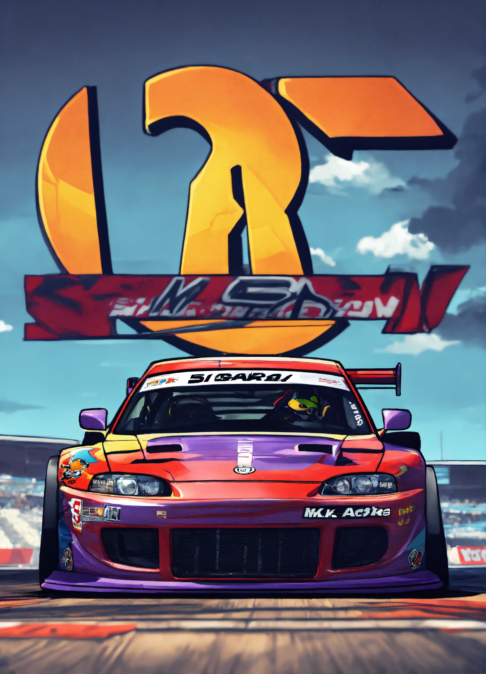 Lexica - Cartoon race car, Mk5 supra