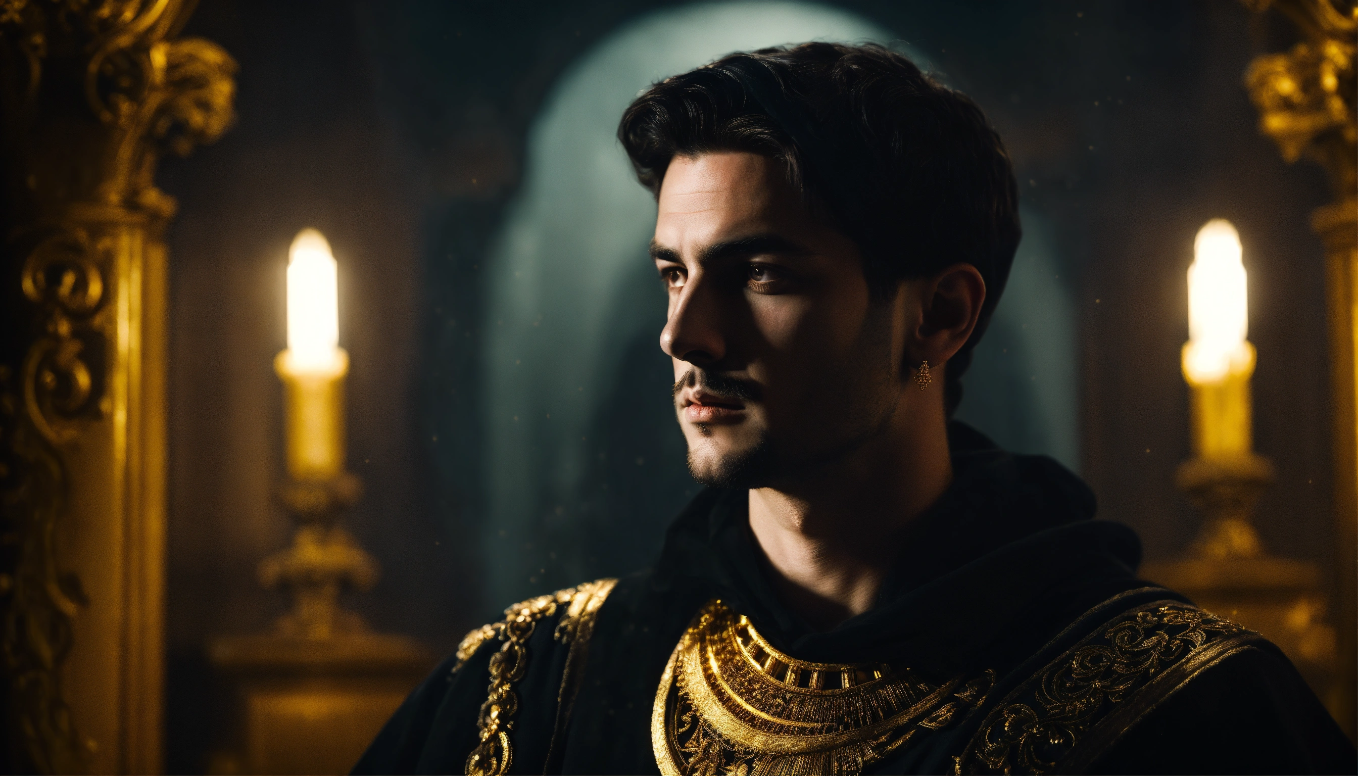 Lexica - Dark, mysterious and dramatic portrait of a young handsome ...