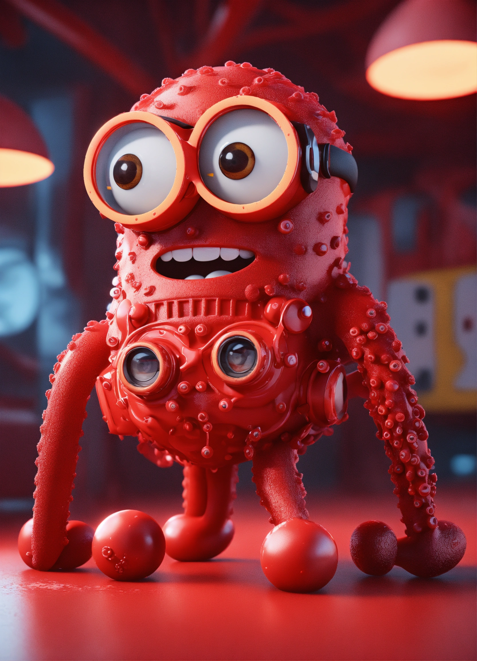 Lexica - 3D octopus style of minions in red color. 3D octane render ...