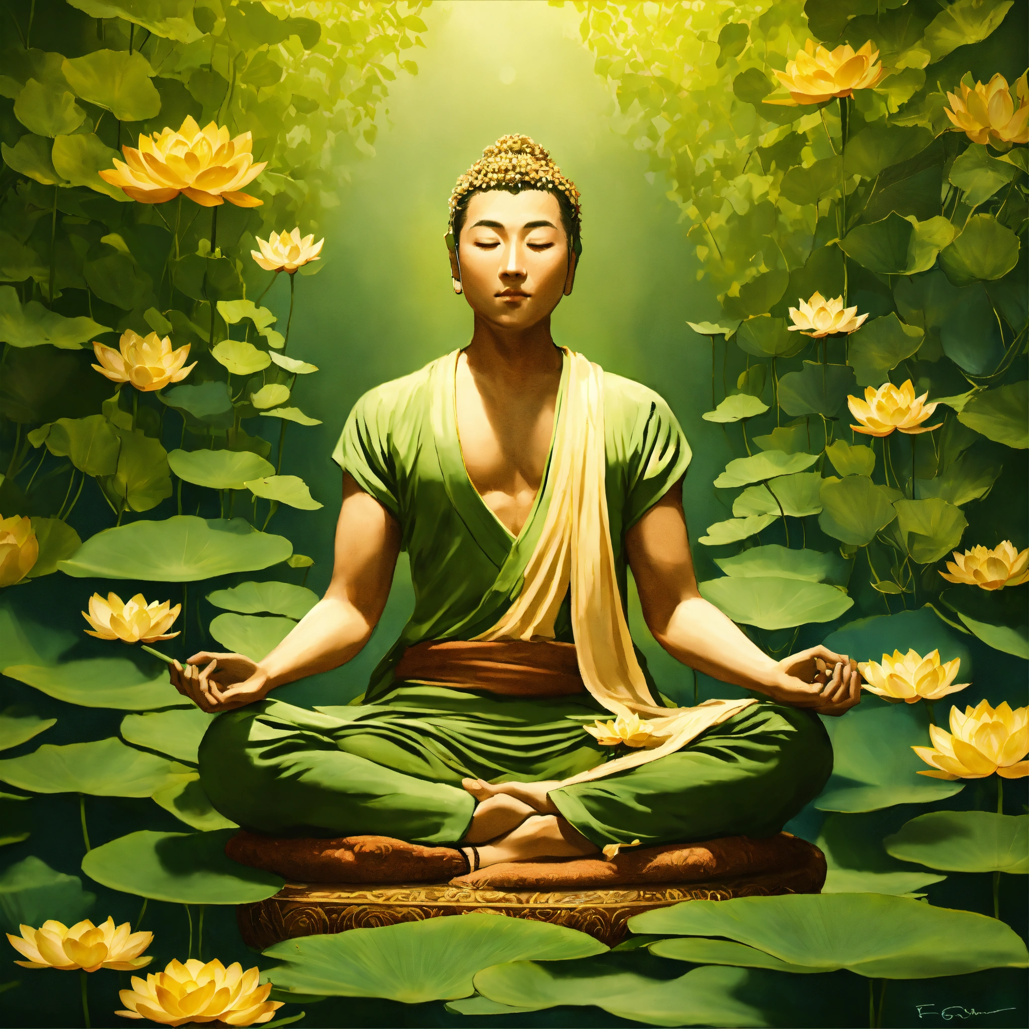 Lexica - An American Californian musician meditating in a Japanese ...