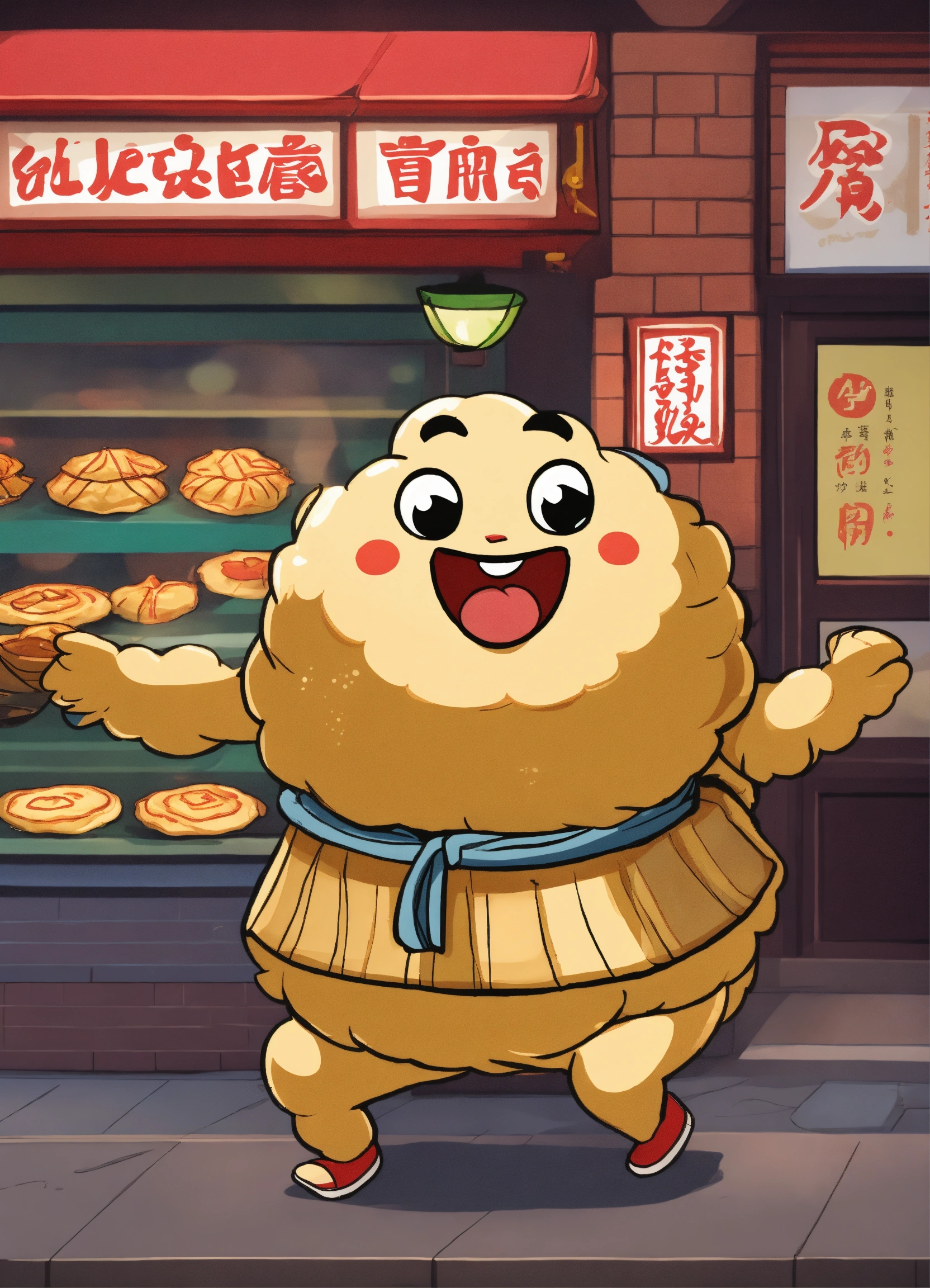 Lexica - A cartoon of dancing Talking fried dumplings