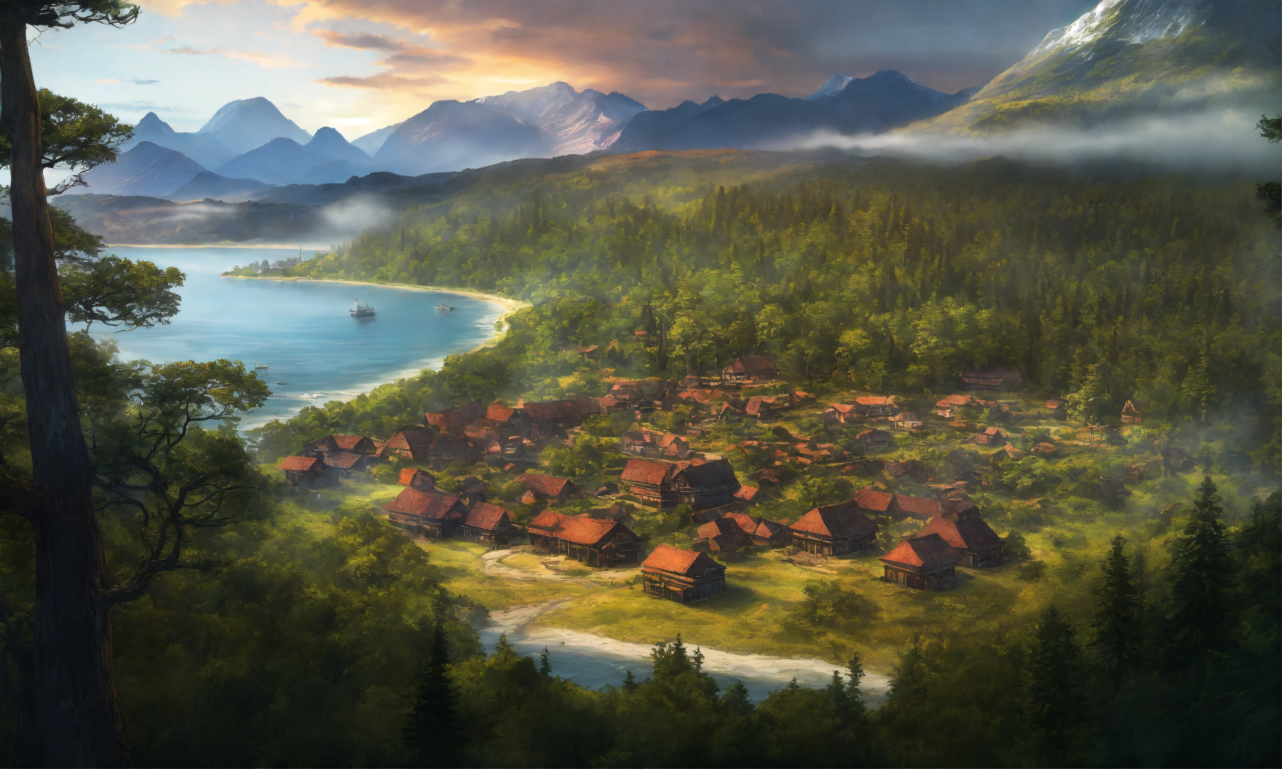 Lexica - City Map of coastal Colonial frontier settlement pine forest ...