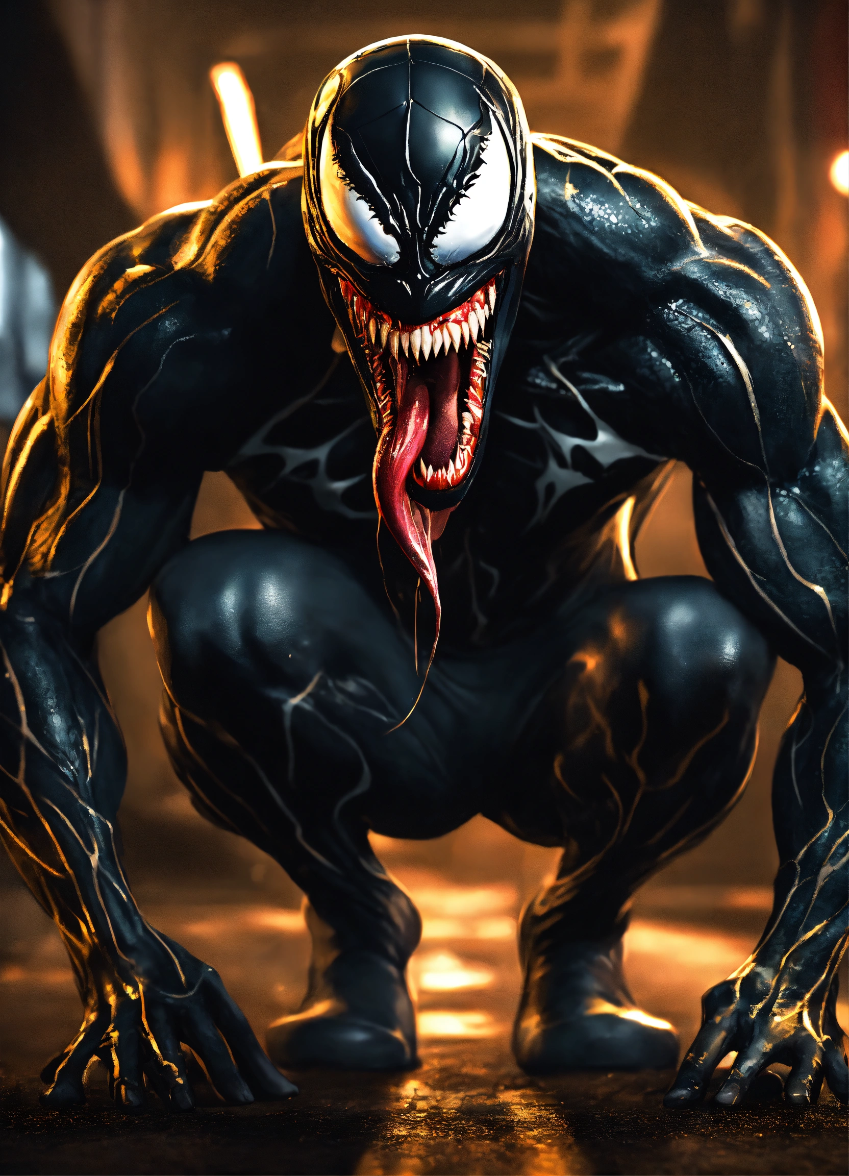 Lexica - "Ultra-realistic image of Venom on his knees, tightly covering ...