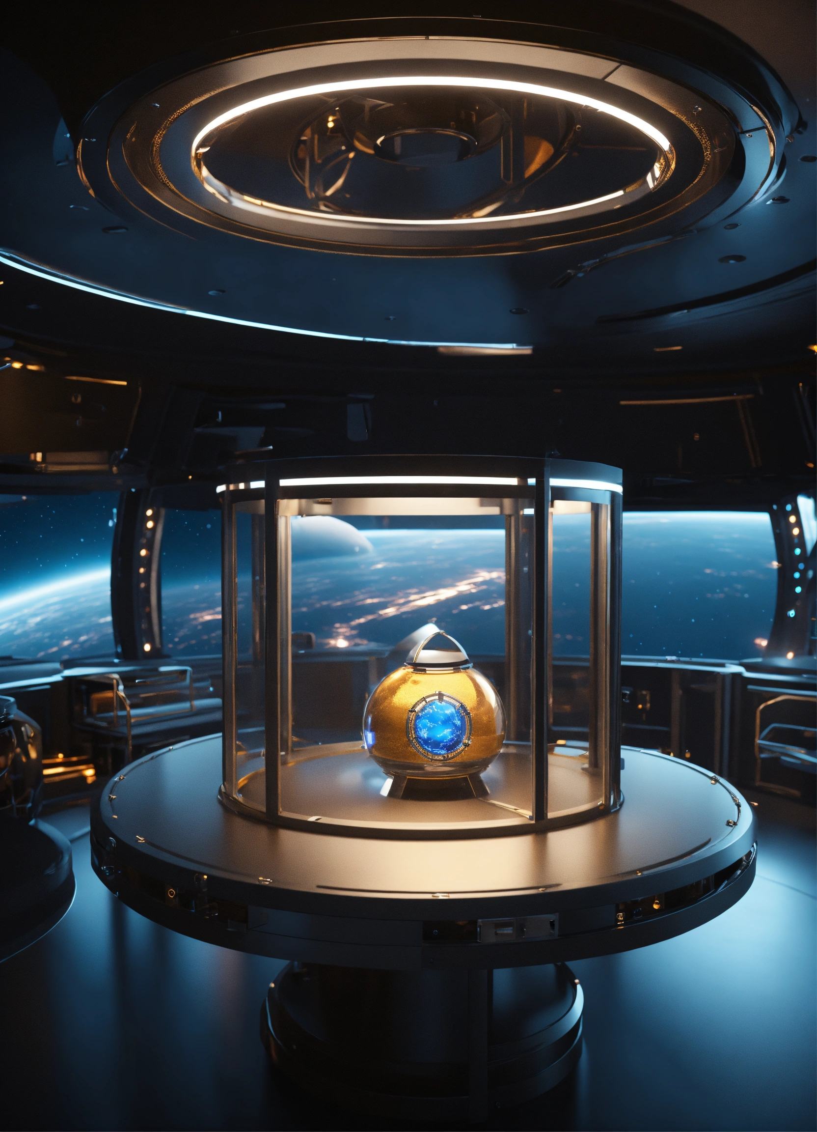 Lexica - VIew of a titanium security case open on a round dining table ...