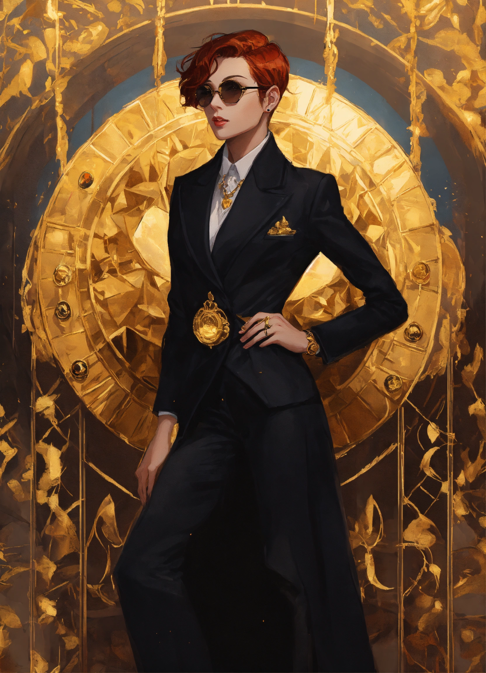 Lexica - Good omens as woman, female Crowley wearing black clothes suit ...