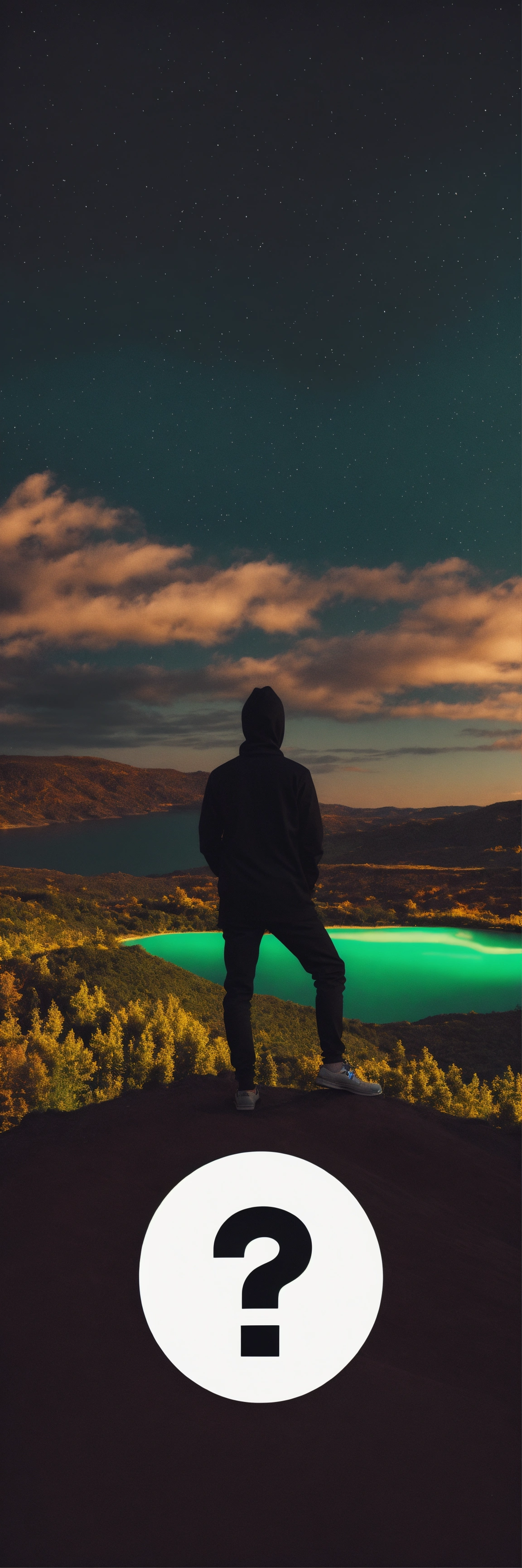 Lexica - An anonymous non real person in black with a question mark, no ...