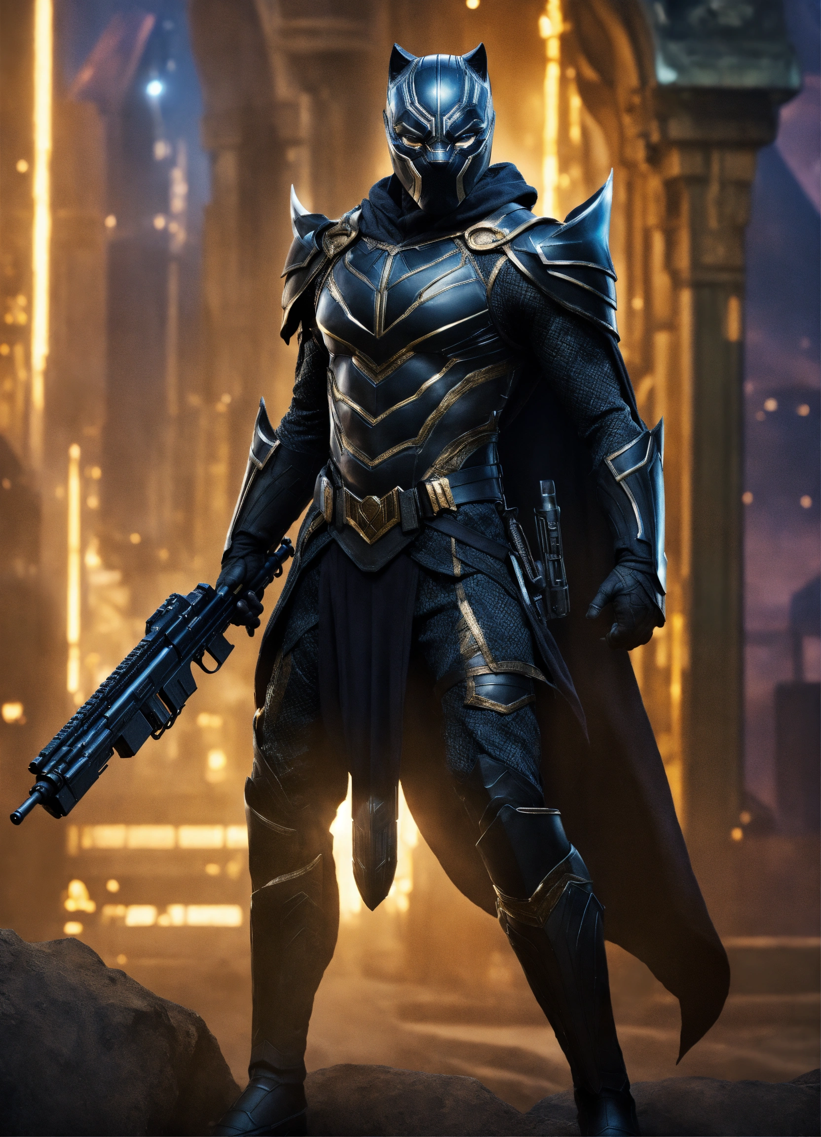 Lexica - High elf sci fi black panther sci fi elven armor, black armor ...