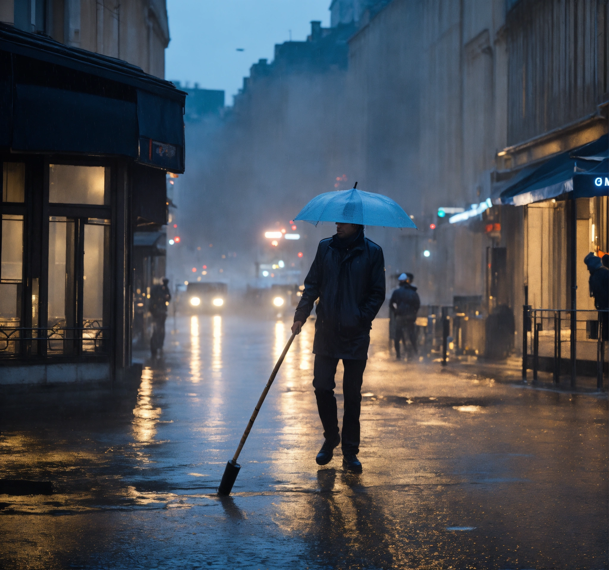 Lexica - Un homme qui frappe un rochet avec un baton dans la nuit et la ...