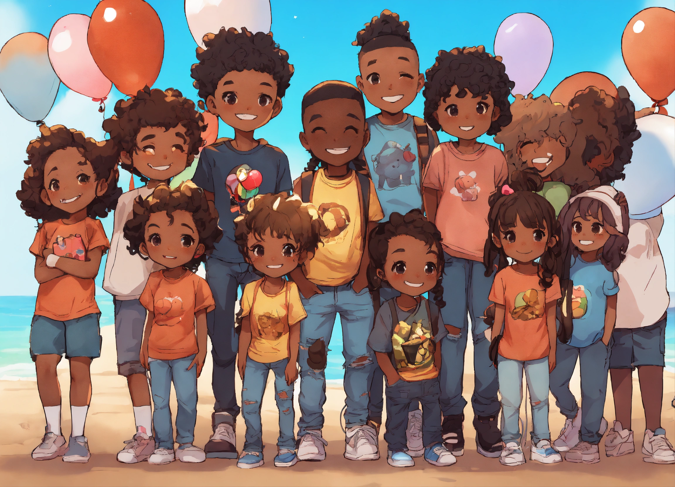 Lexica - The kawaii chibi anime storybook style art, group of smiling 8 ...