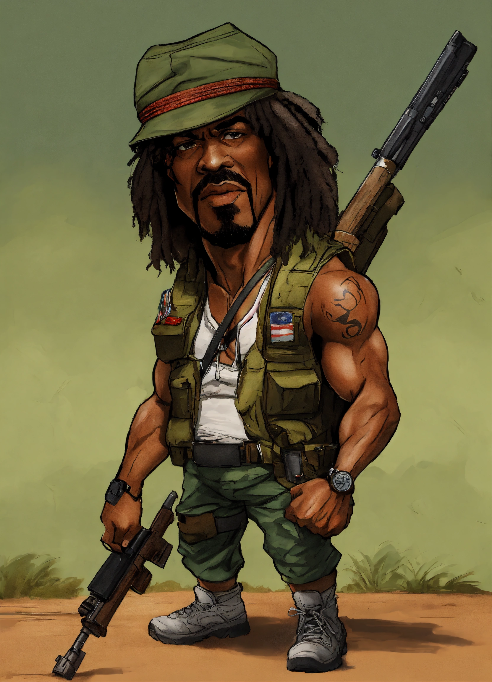 Lexica - A man rambo style caricature with Sharpeï dogg