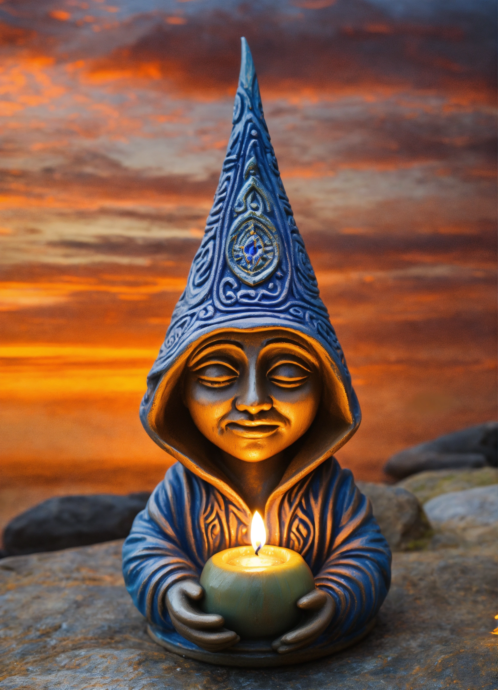 Lexica - Ancient hooded spirit gnome inspired stone candle holder.style ...
