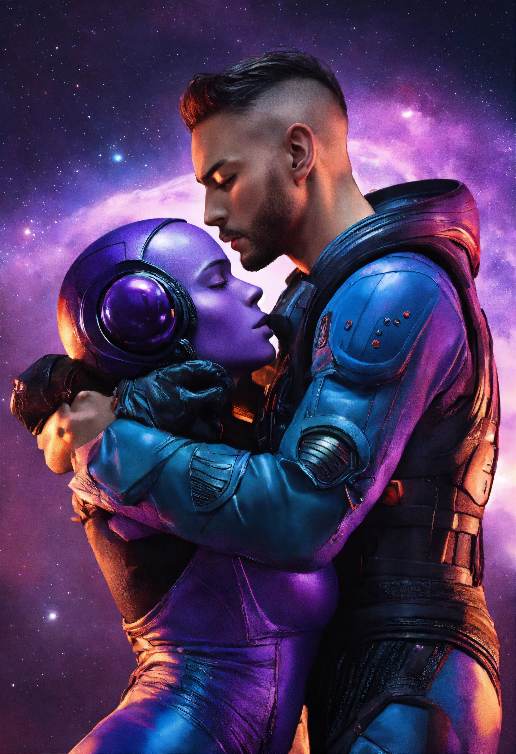 Lexica - Alien male masculine with purple fury skin and a masculine ...