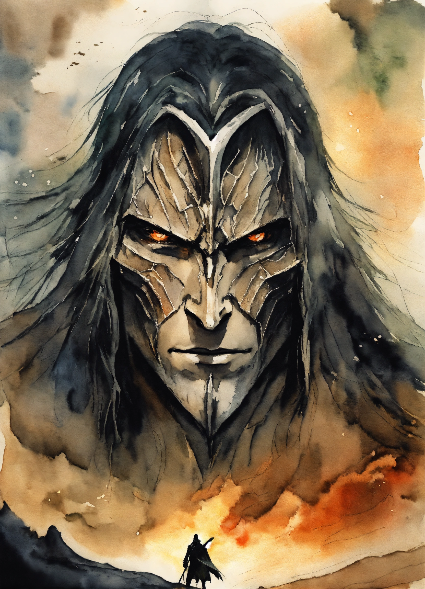 Lexica - Sauron human face from LOTR in vagabond manga drawing art ...