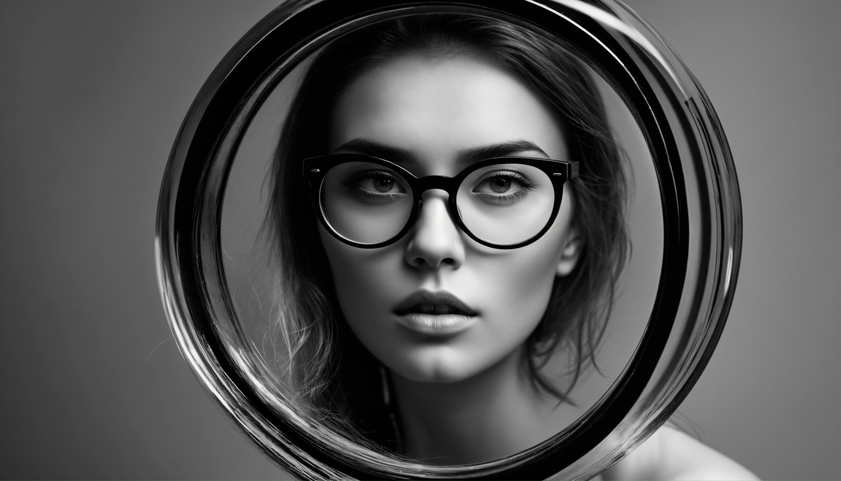 Lexica - Art Women glasses, clear looking through a transparent glass ...