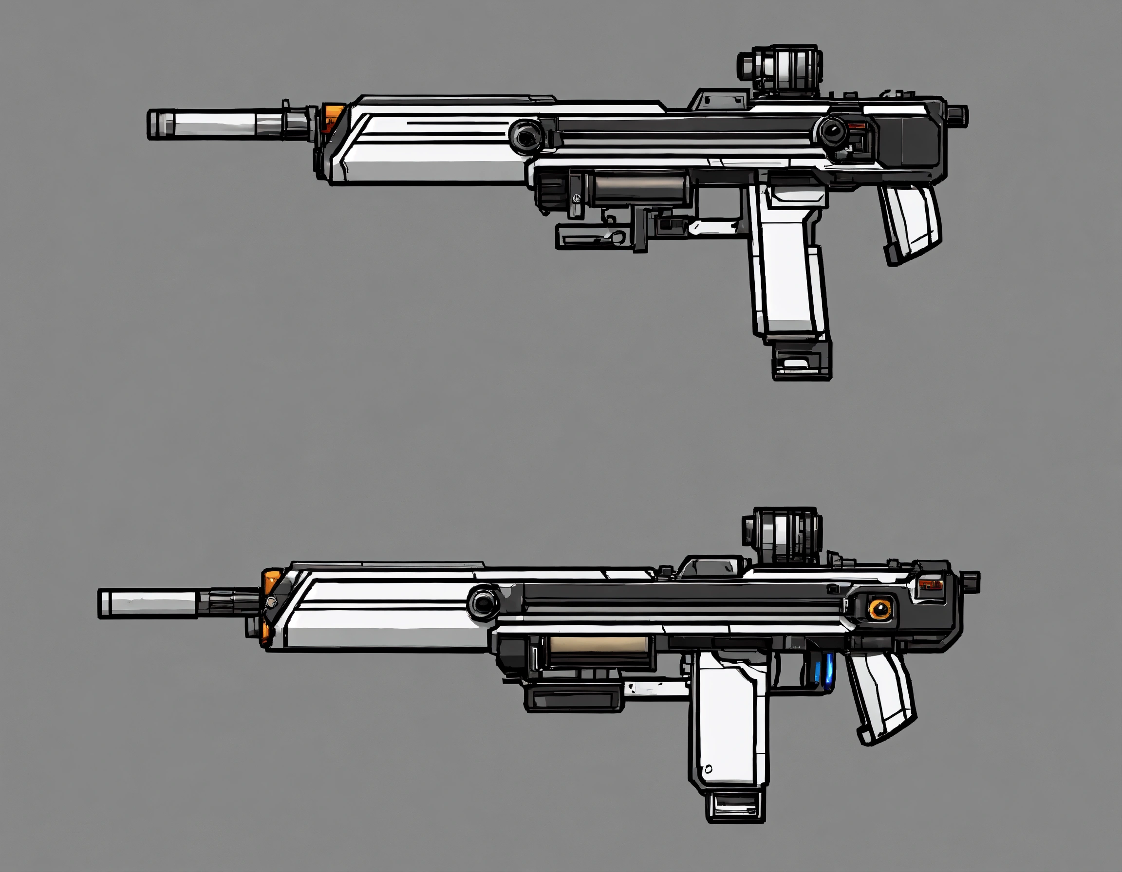 Lexica - A 2d gun for a sci-fi platformer game, black and white ...
