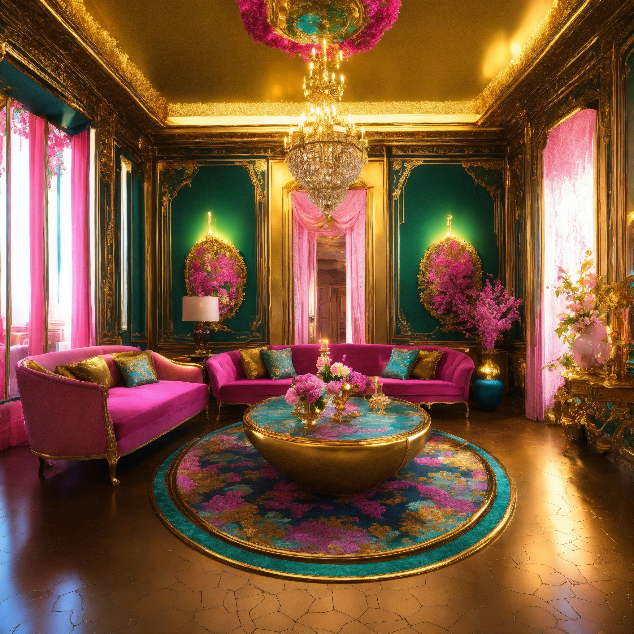 Lexica - Futuristic beautiful French mansion interior sitting room ...