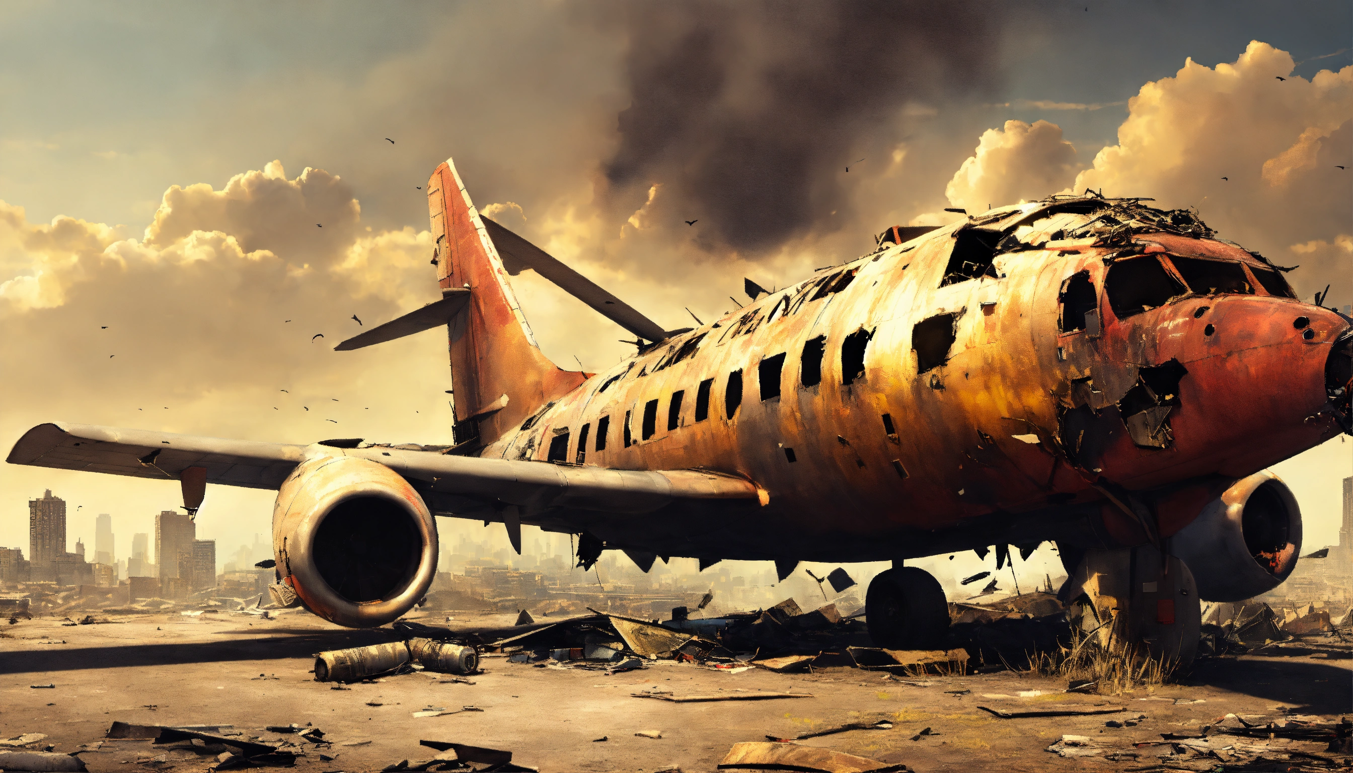 Lexica - Post apocalypse crashed passenger plane in city