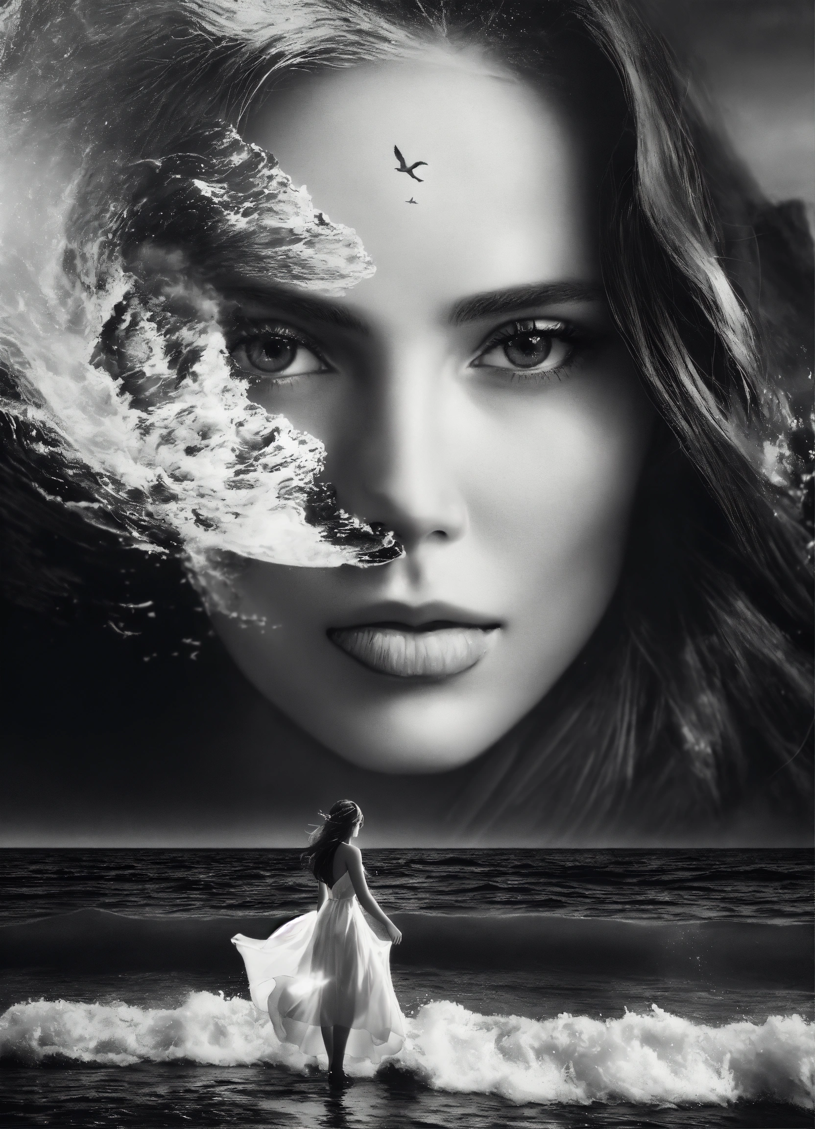 Lexica - Variant, Photo of ultra-realistic woman, 12k, black and white ...