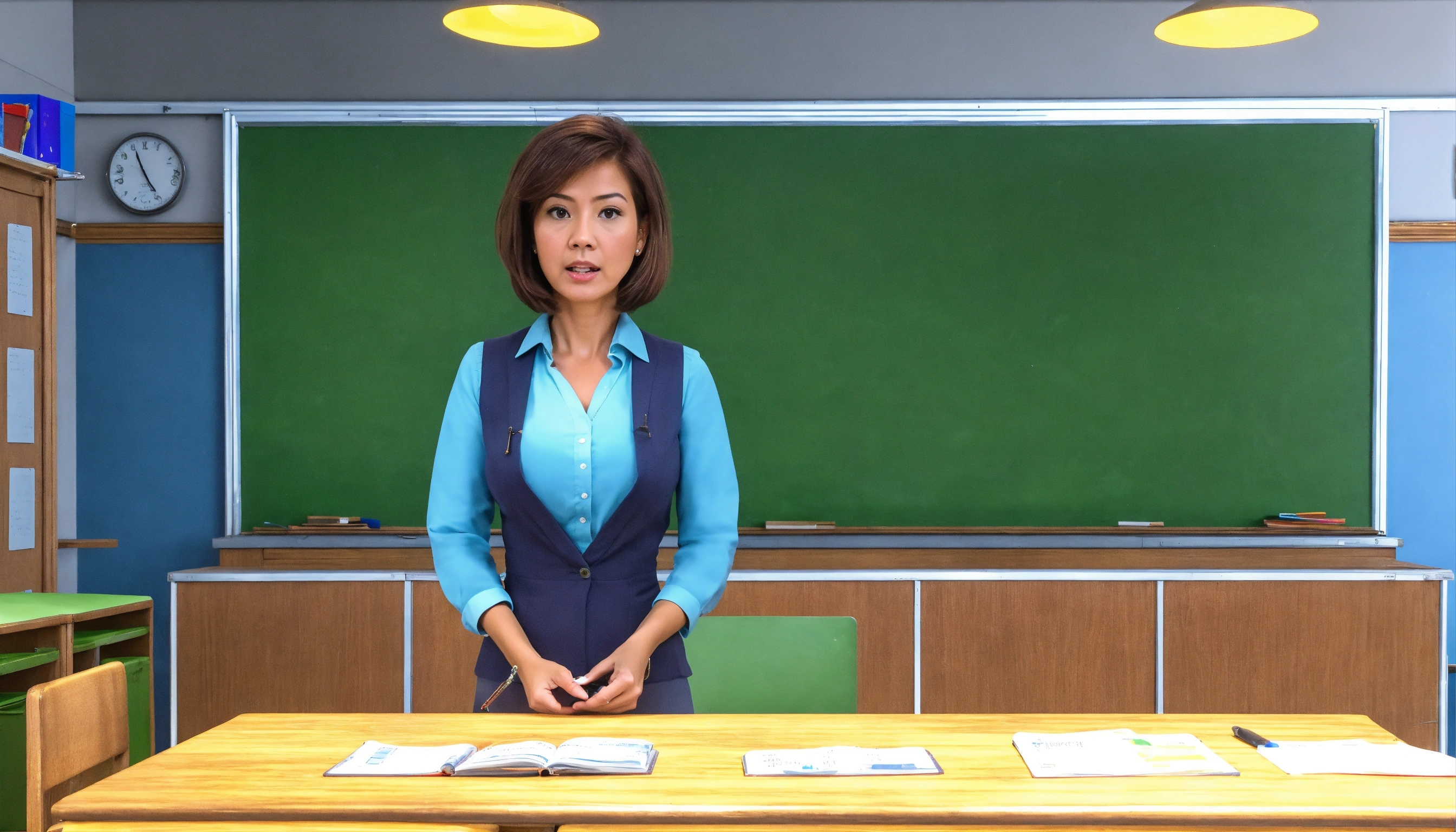 Lexica - Produce images of a beautiful woman teacher standing ...